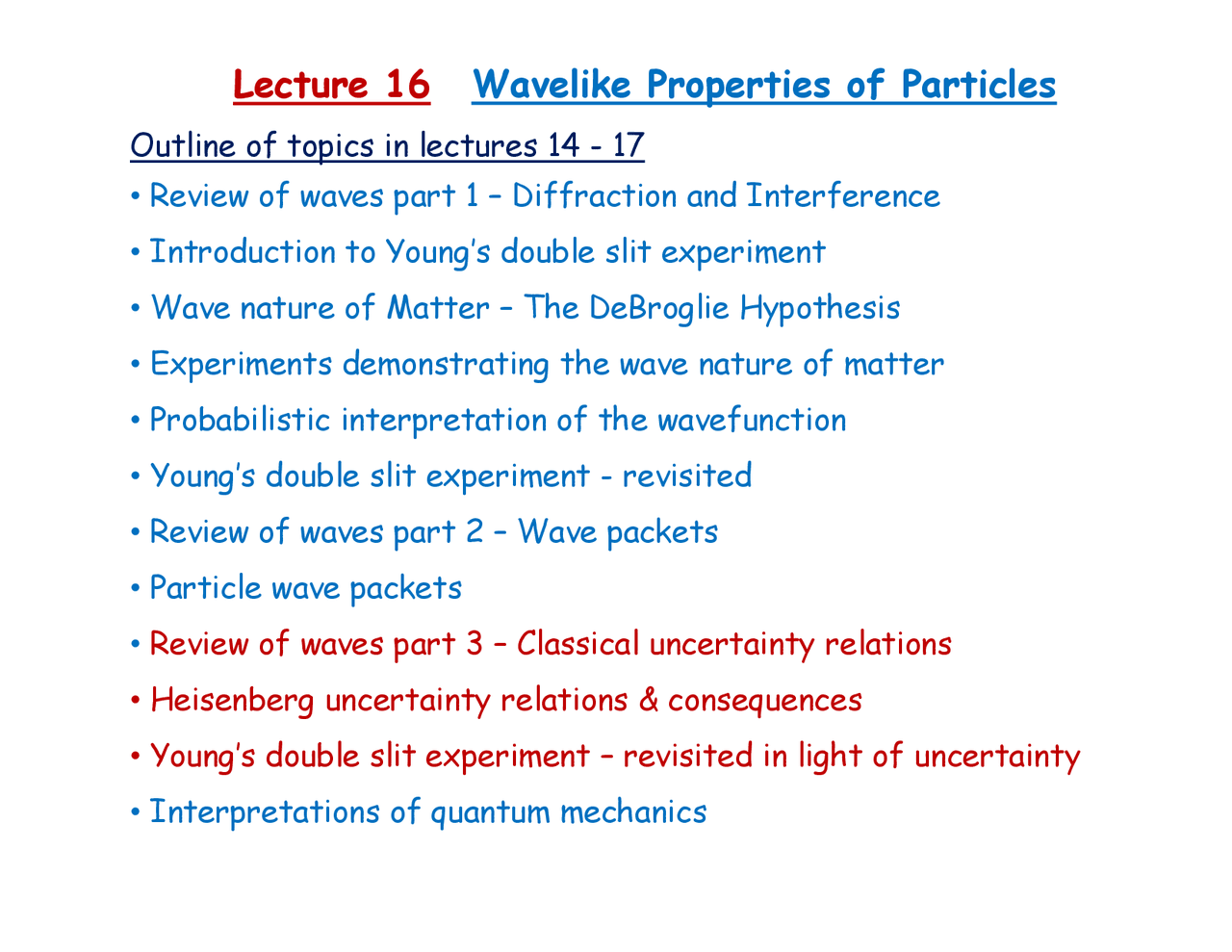 Slides On Wavelike Properties Of Particles Phys 3141 Docsity