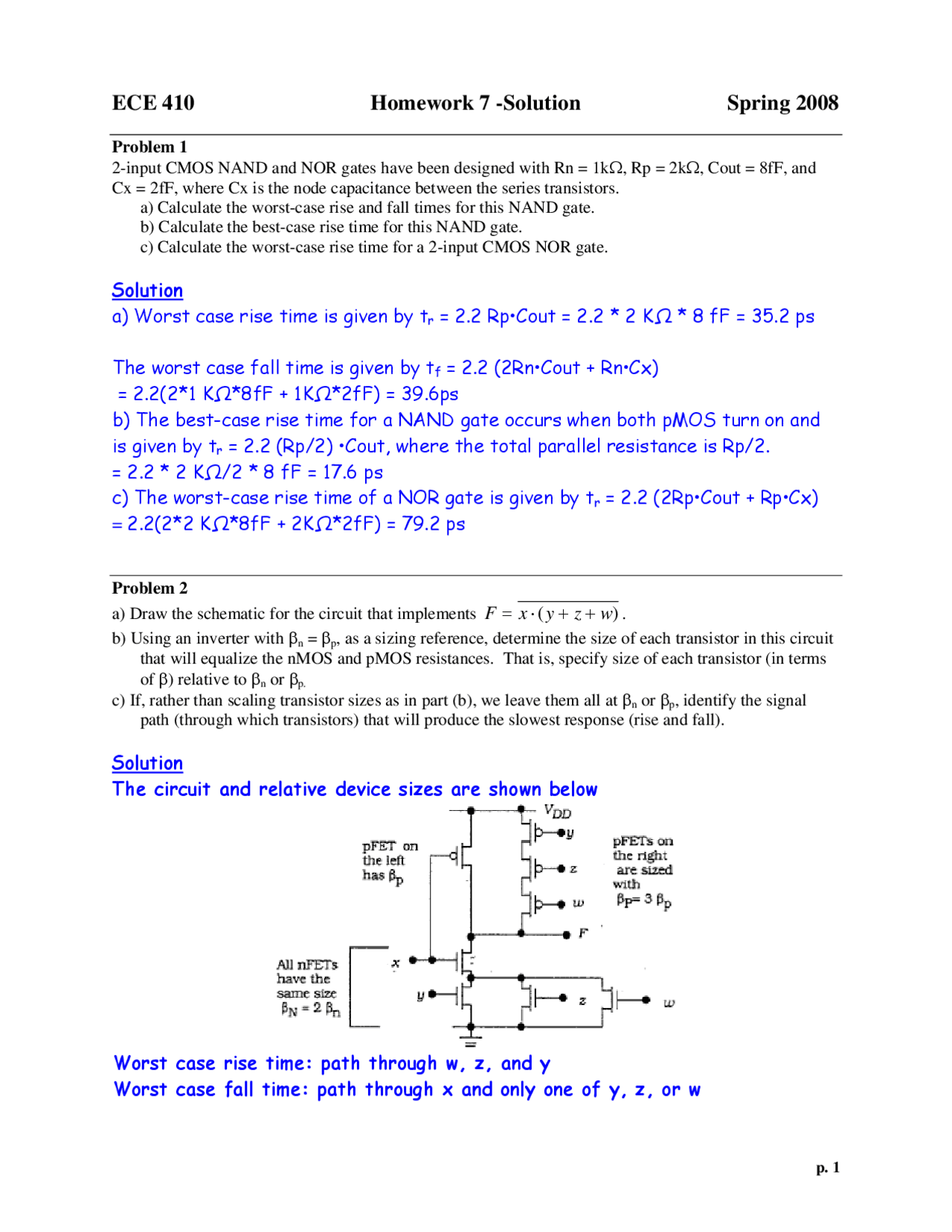 Homework 7 Solutions Vlsi Design Ece 410 Docsity
