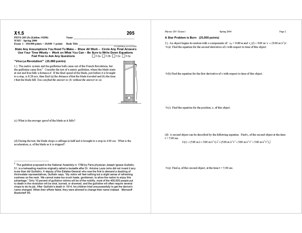 4 Questions on University Physics I - Exam 1 | PHYS 2050 - Docsity