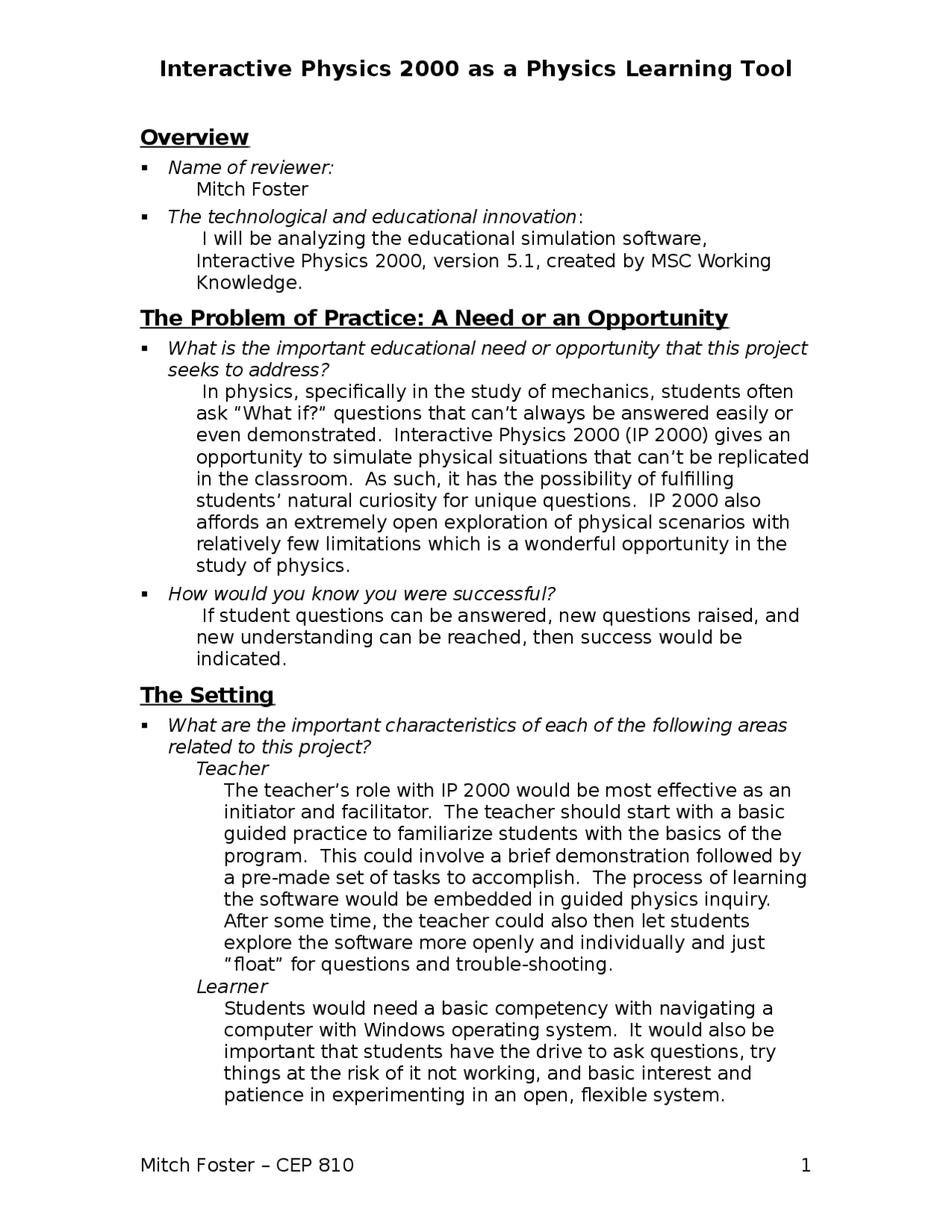 Interactive Physics 2000: An Effective Tool for Physics Learning ...