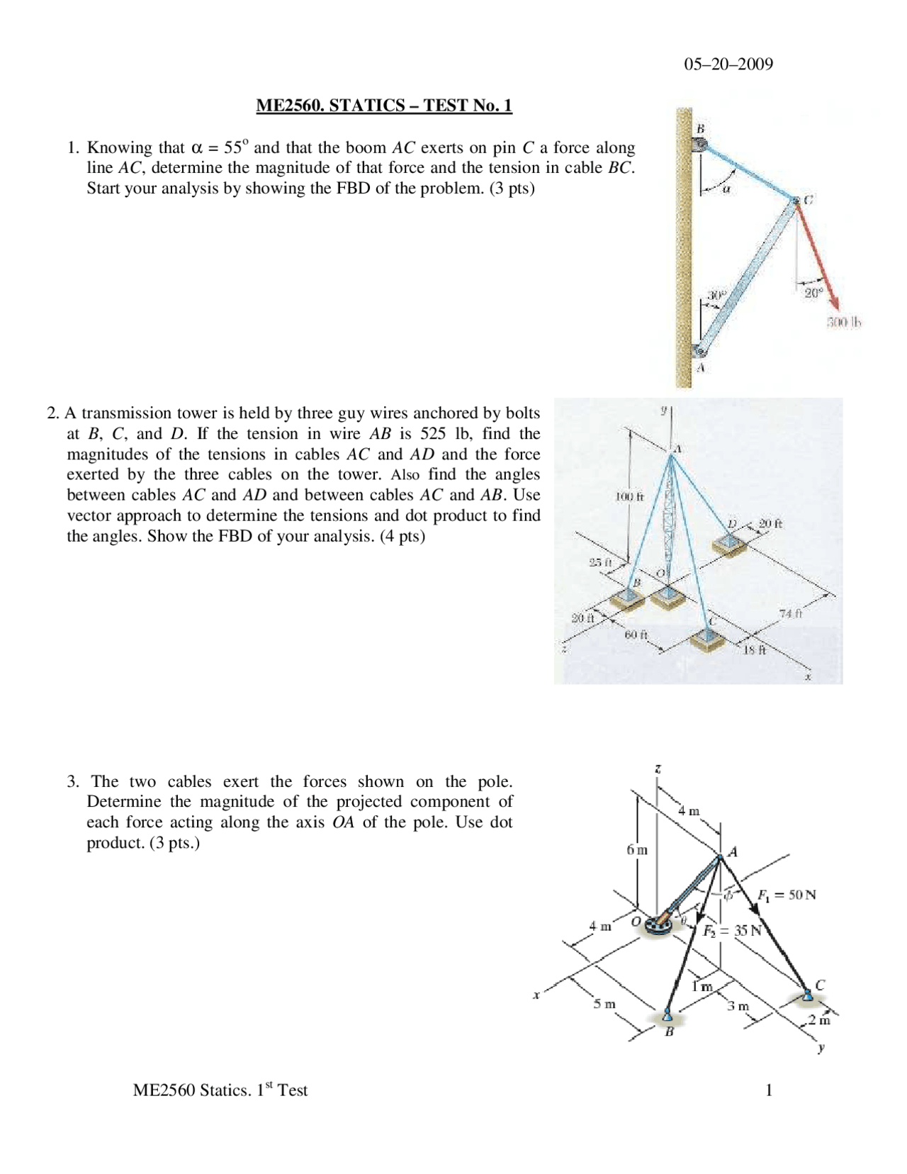 Test 1 With Solution Statistics Me 2560 Docsity