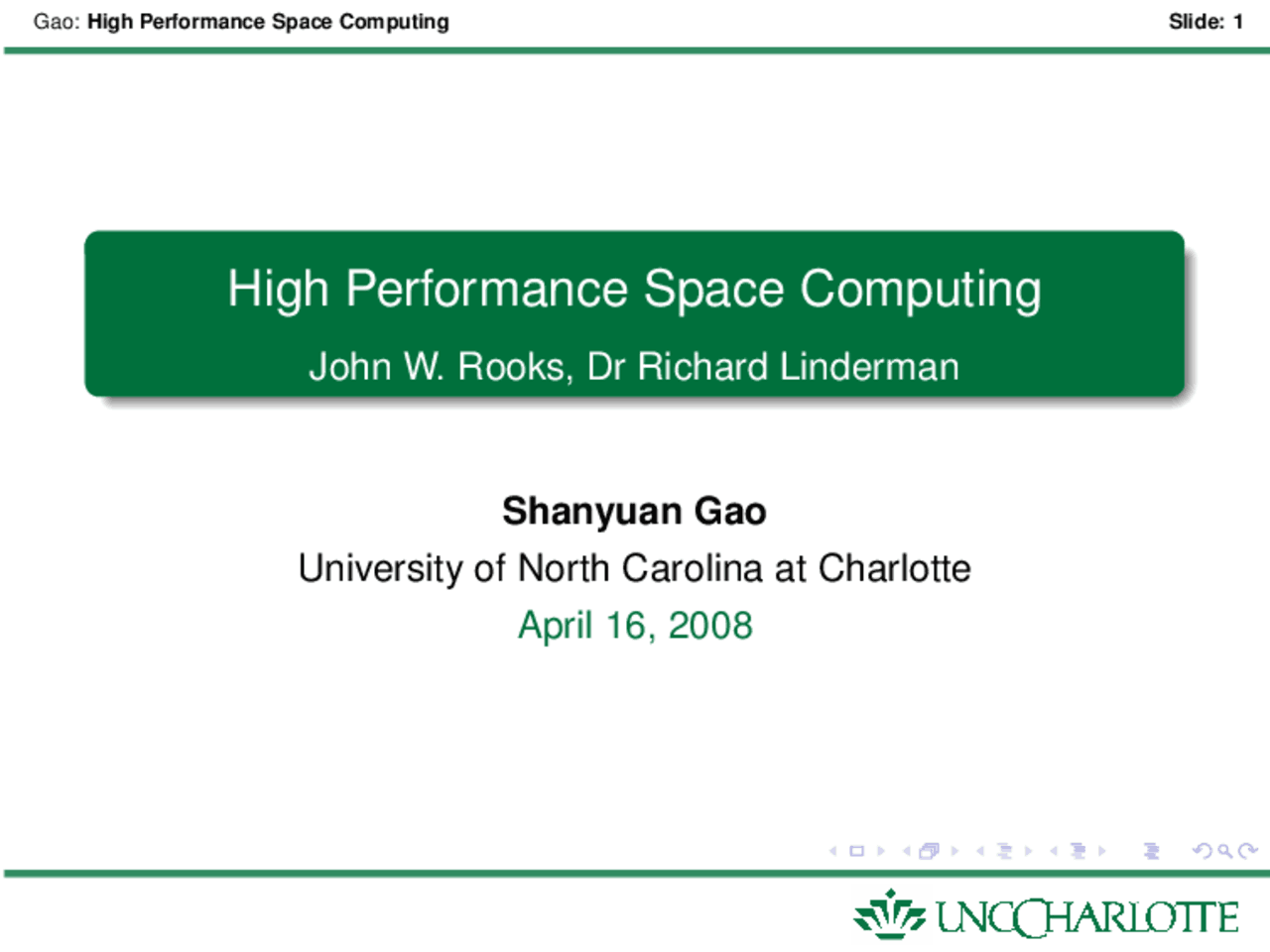 High Performance Space Computing Class Notes Ecgr 6185 Docsity