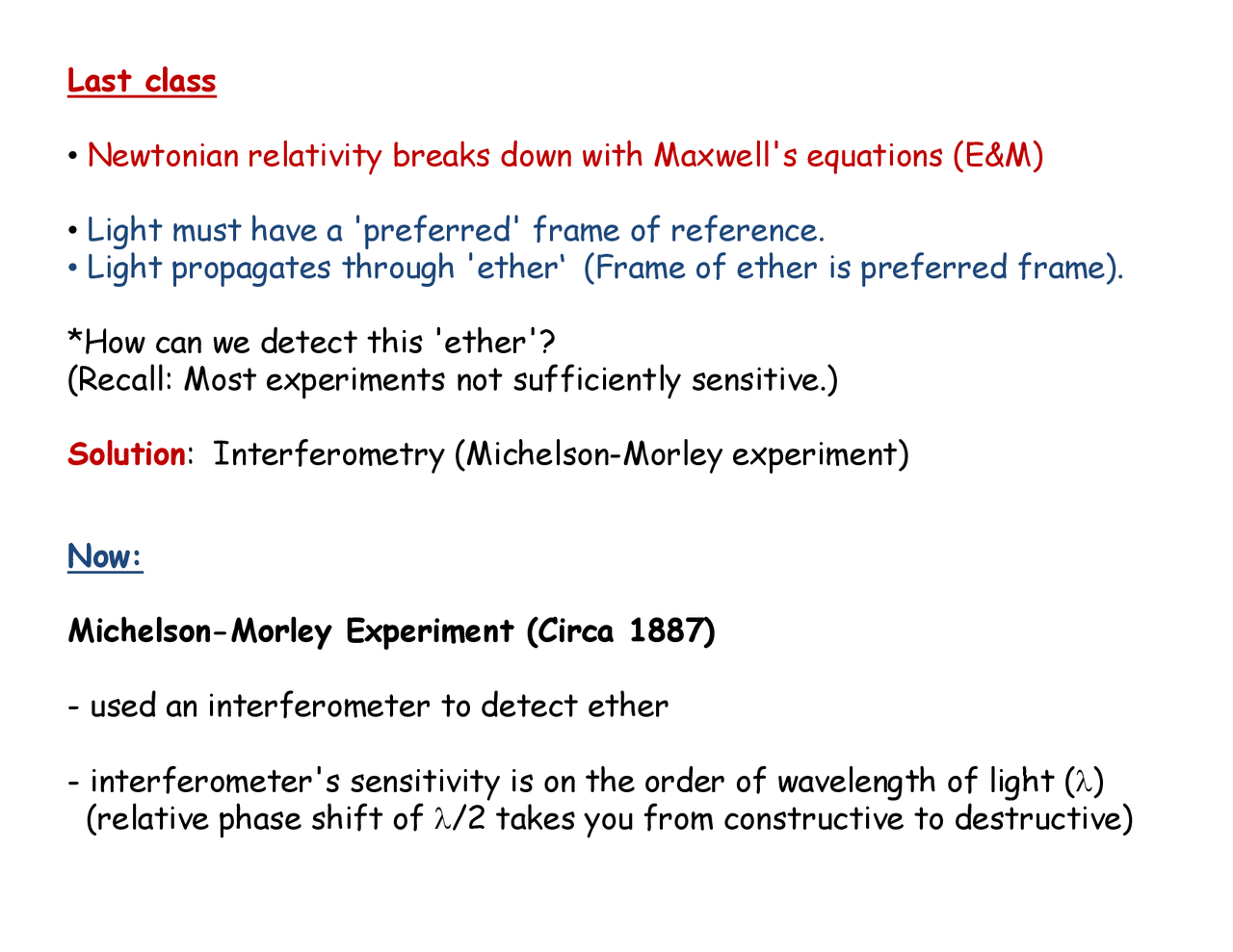 Michelson-Morley Experiment - Introduction to Modern Physics | PHYS 3141 - Docsity