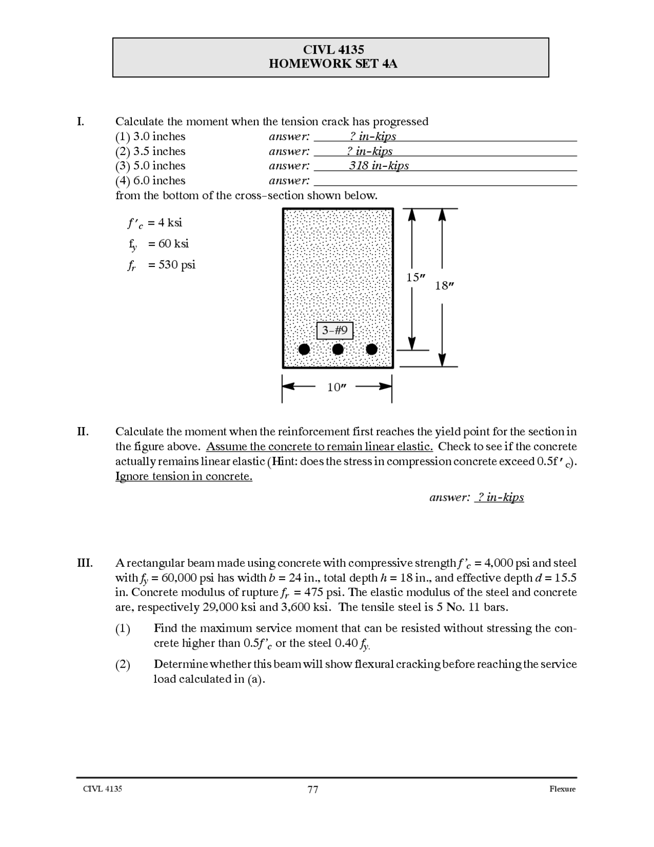Homework Set 4a Reinforced Concrete Design Civl 4135 Docsity