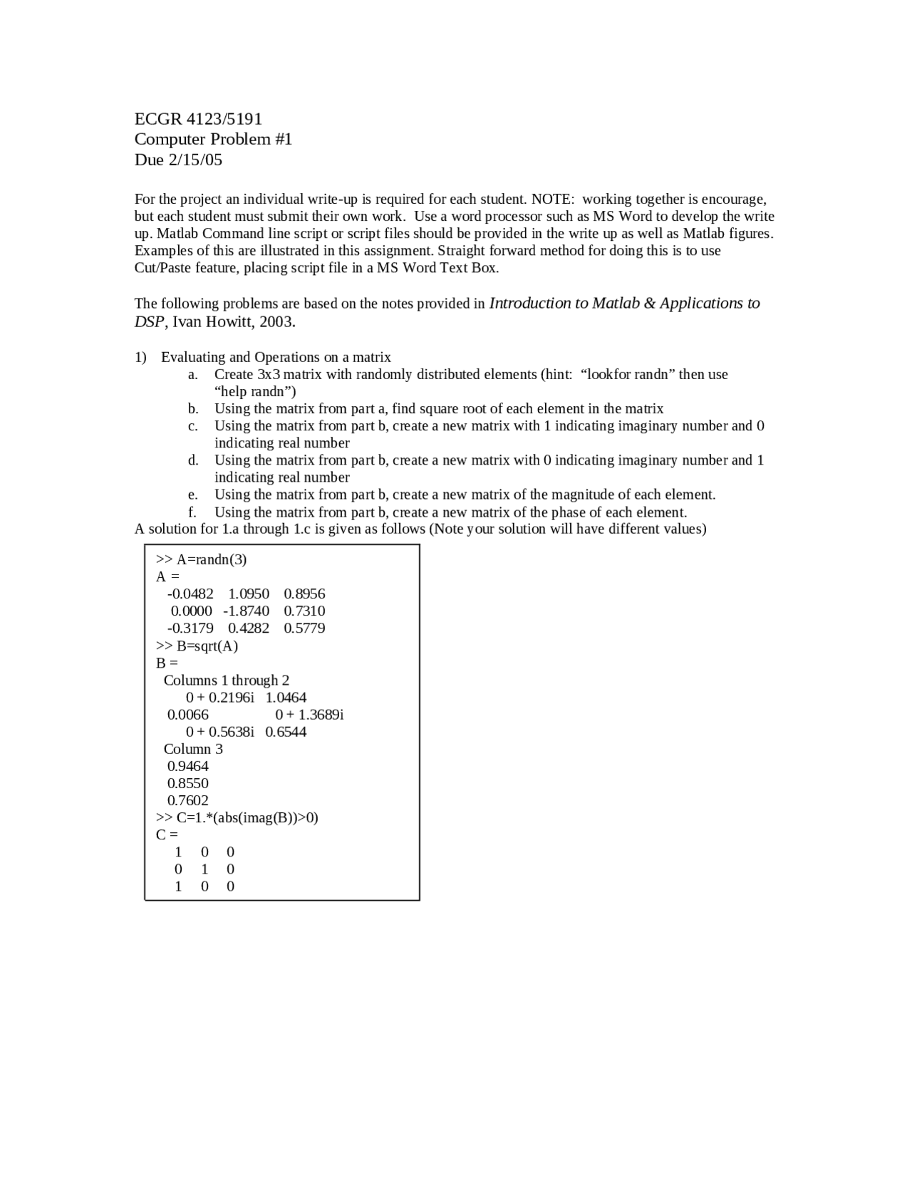 Problem Set 1 Analog And Digital Communication Ecgr 4123 Docsity