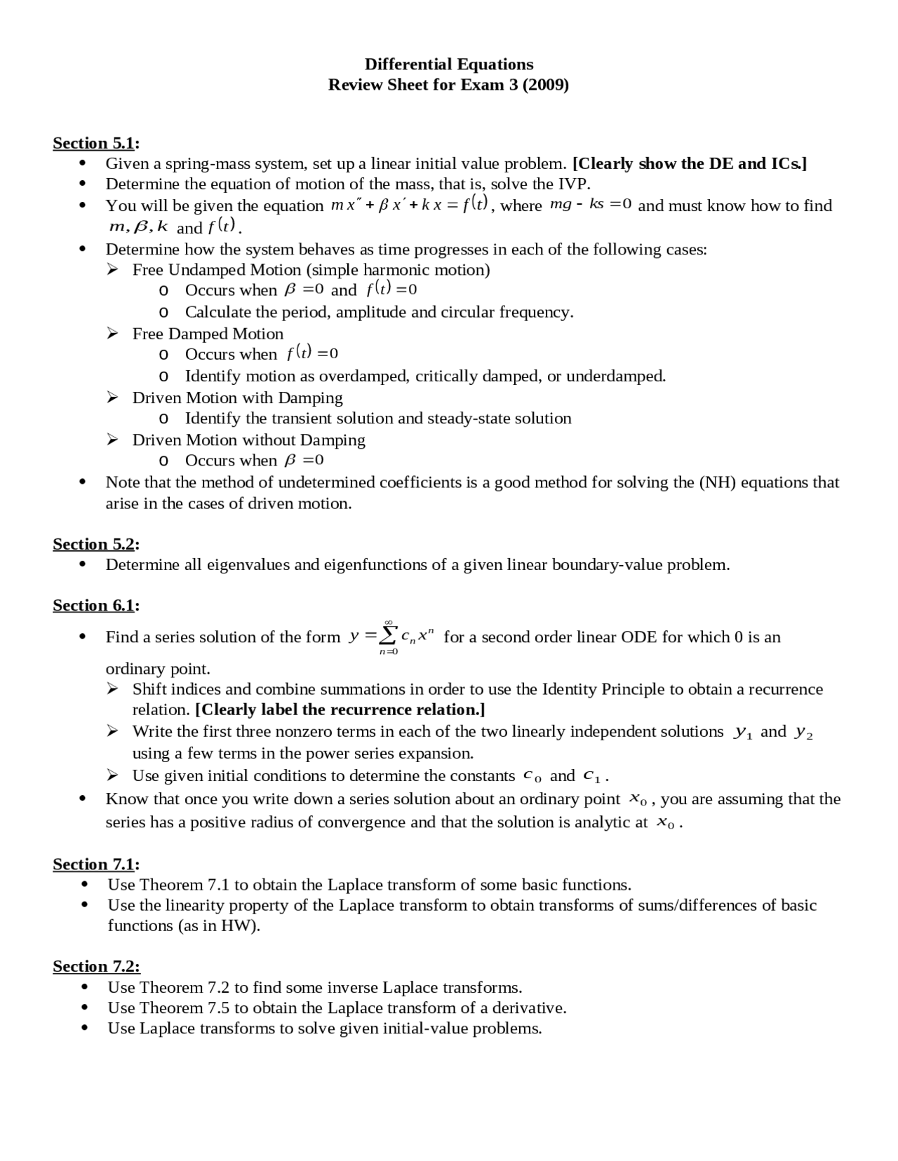Find Some Inverse Laplace Transform Use Theorem Exam 3 Math 4403