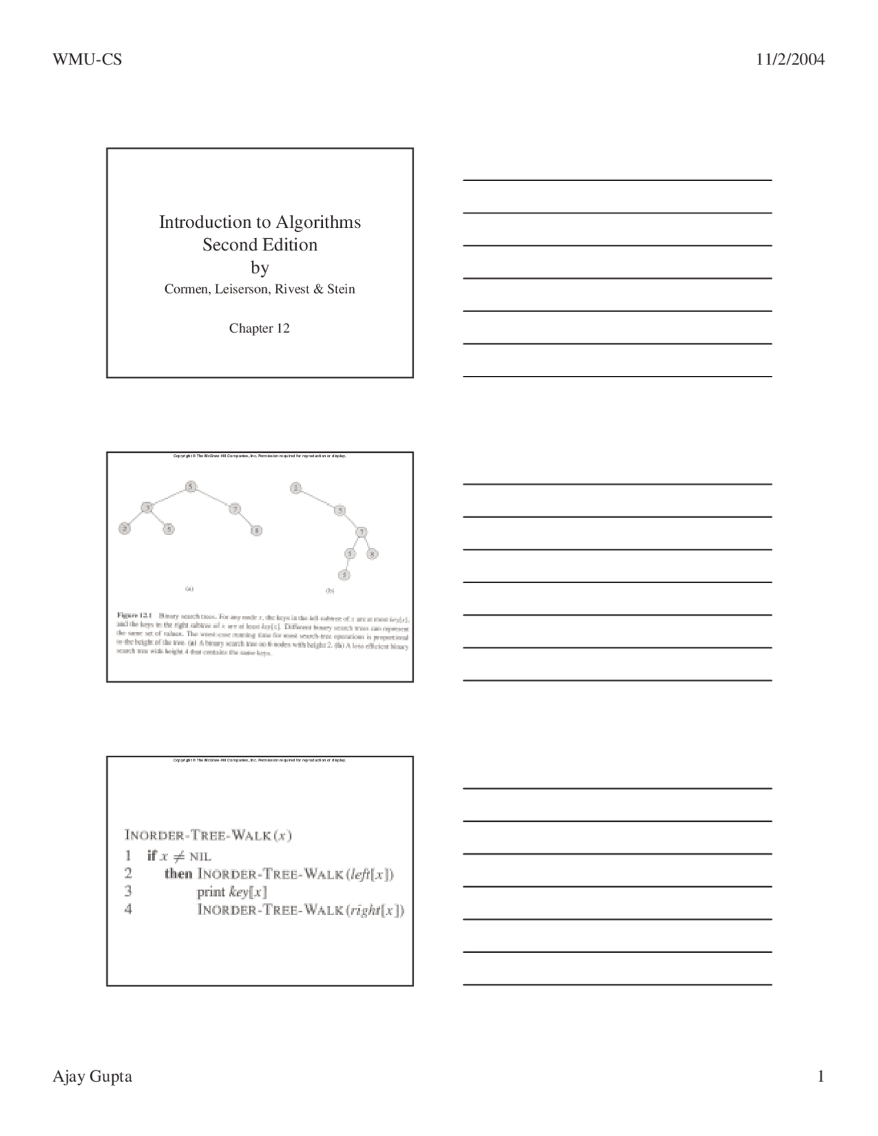 Introduction To Algorithms Lecture Slides Advanced Data Structures Cs 6310 Docsity