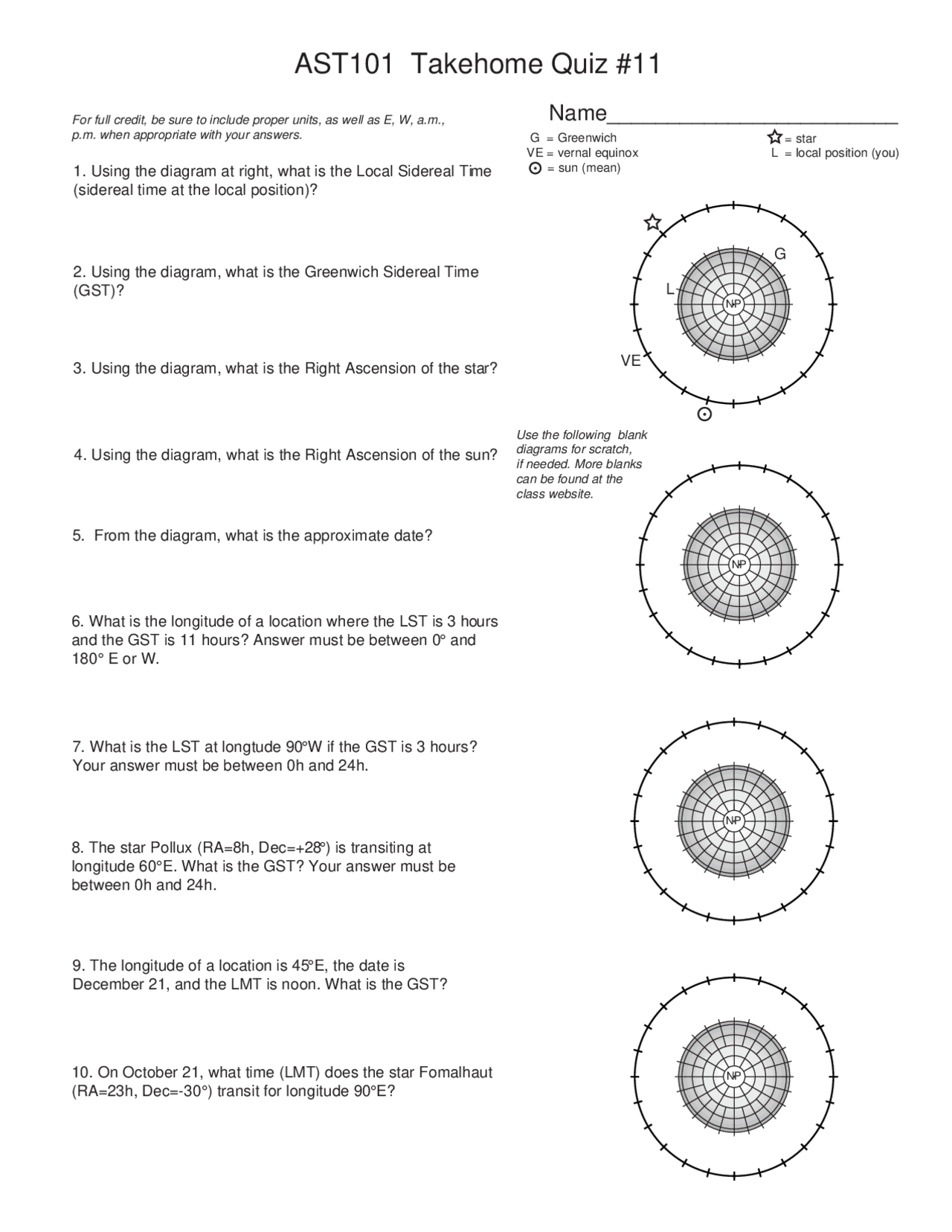 10 Questions Quiz 11 The Celestial Clockworks Ast 101 Docsity