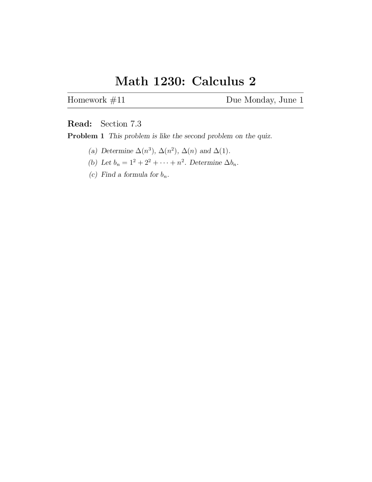 Find The Limit Assignment Calculus Ii Math 1230 Docsity