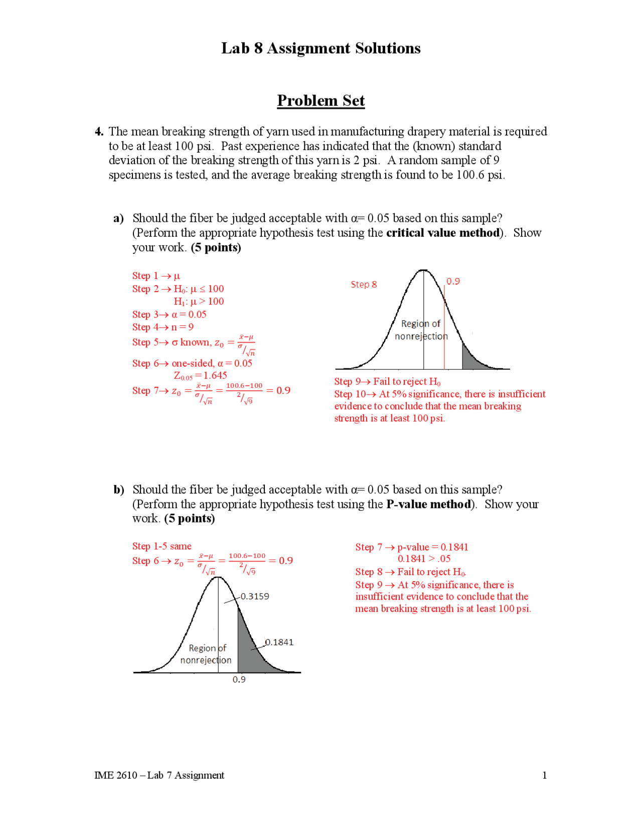 5 Problems With Solution Of Engineering Statistics Lab 8 Ime 2610