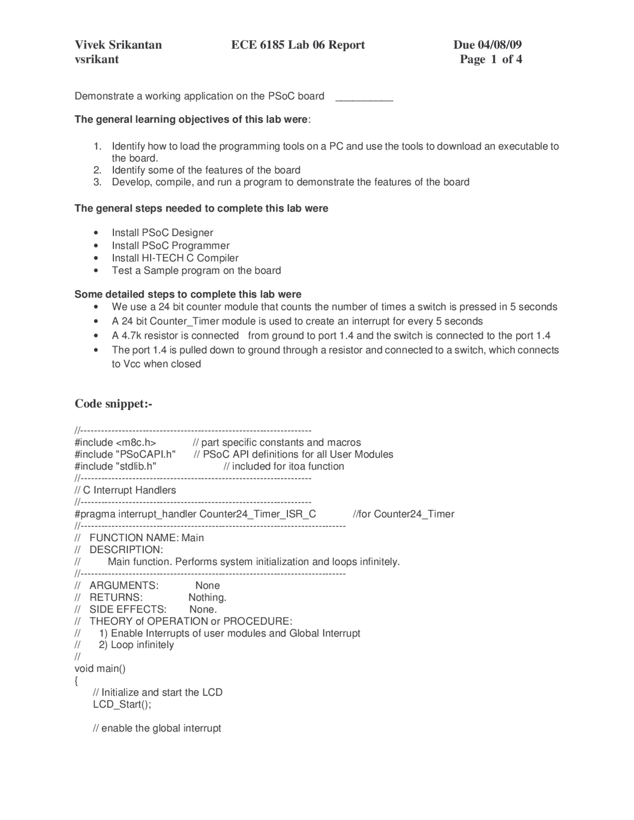 Lab 6 Report For Advanced Embedded Systems Design Ecgr 6185 Docsity