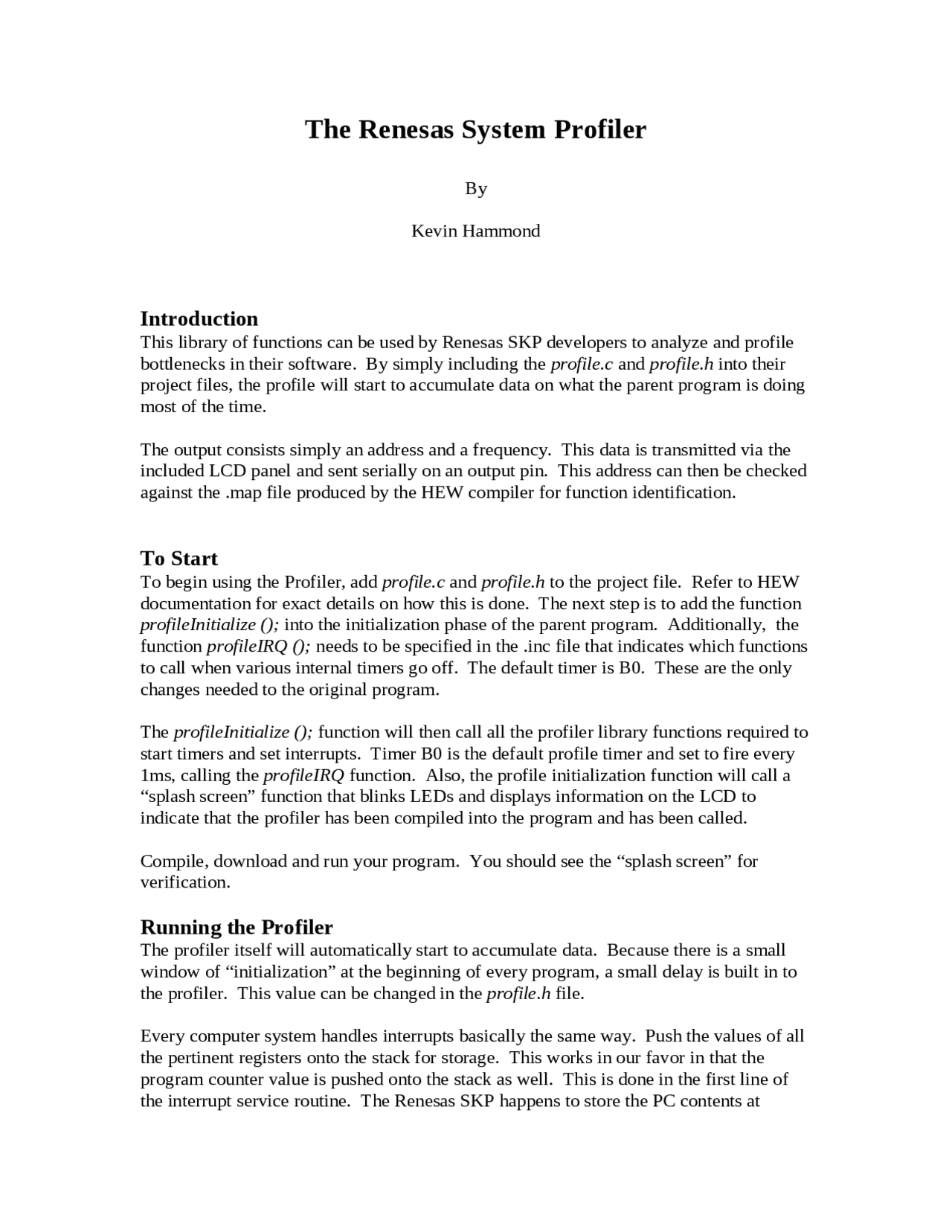 The Renesas System Profiler Lecture Notes Ecgr 6185 Docsity