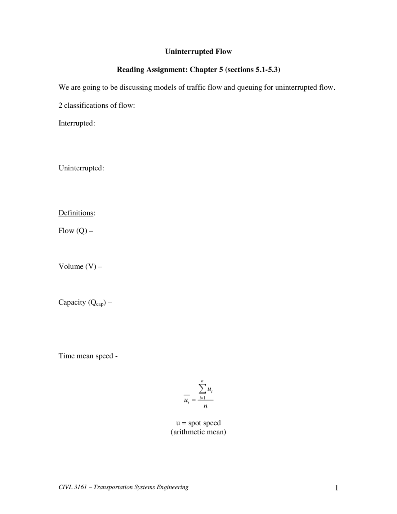 Transportation Systems Engineering: Traffic Flow and Queuing Models | Assignments Transportation ...