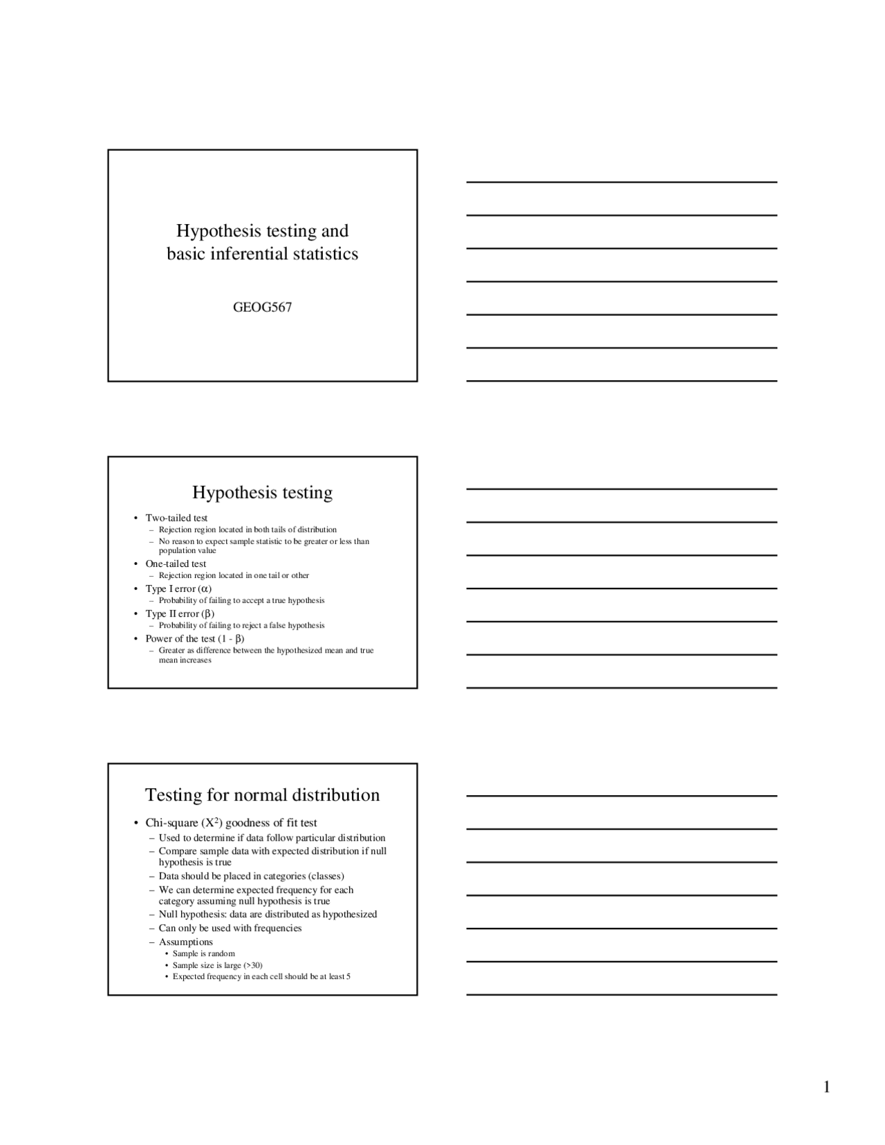 Hypothesis Testing And Basic Inferential Statistics Slides Geog