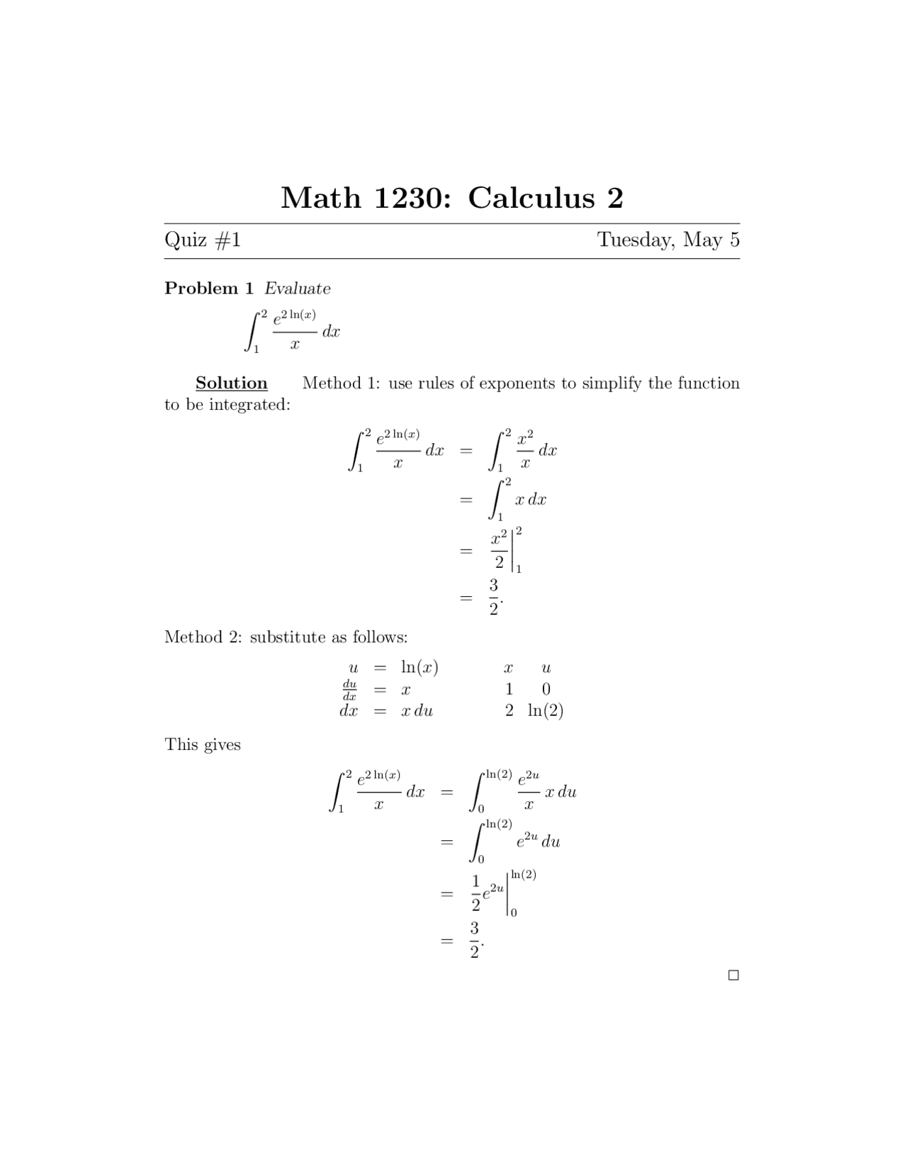 Quiz 1 Problems Solutions Differential Equations Math 1230 Docsity