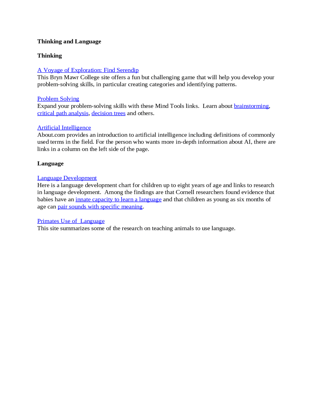 Lecture Notes On Thinking And Languages Psy 101 Docsity