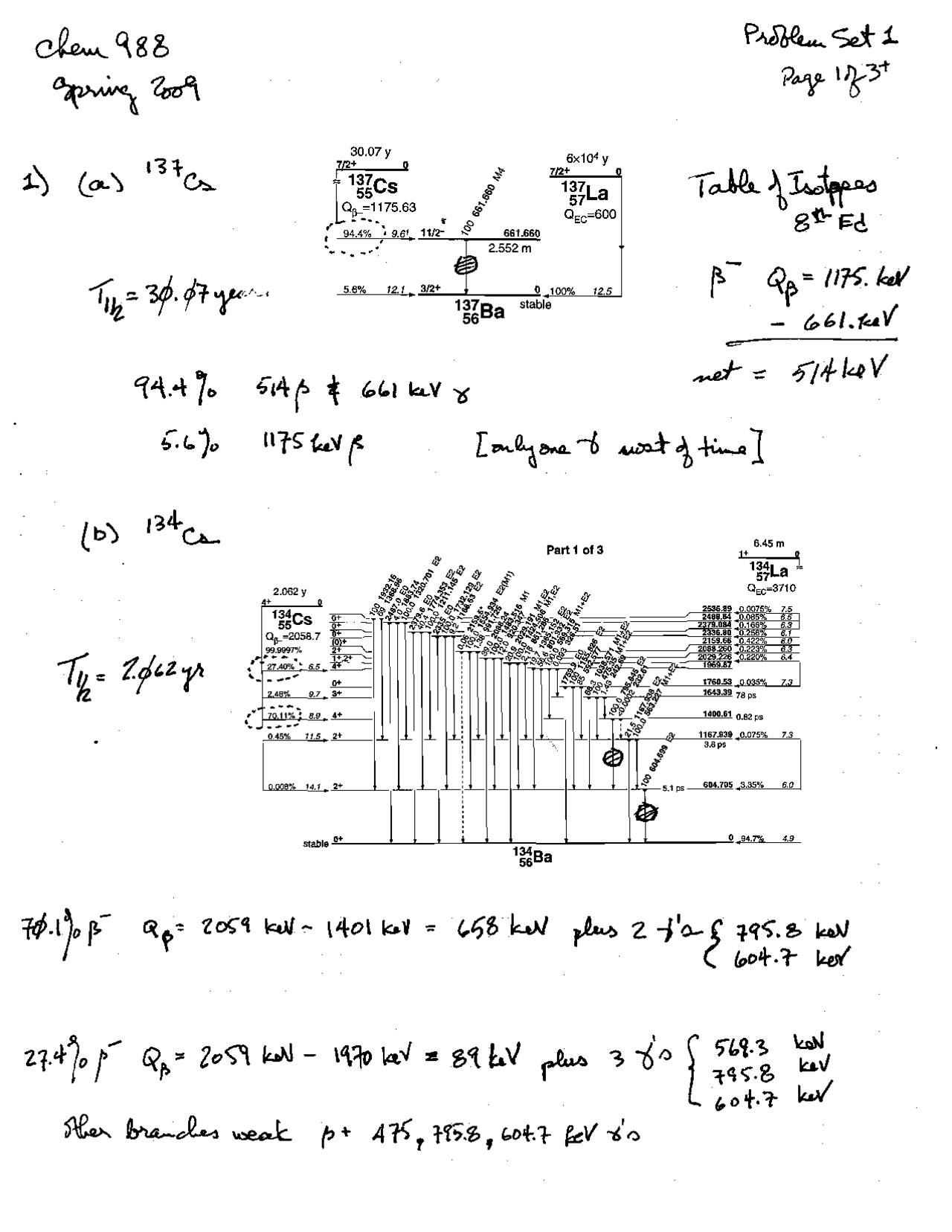 Problem Set I Solutions Selected Topics Physical Chemistry Ii Cem