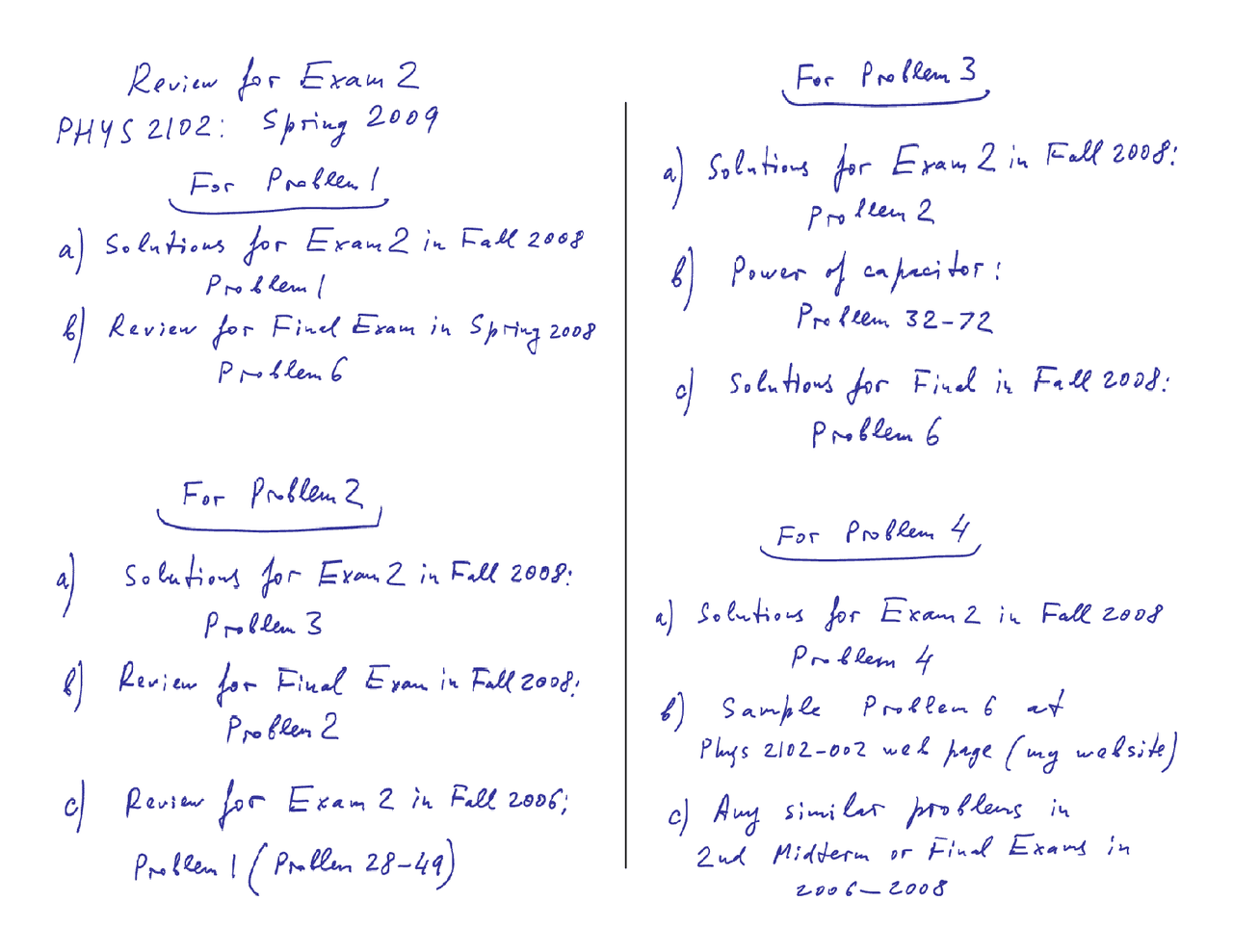 Physics for Science and Engineering II Review Sheet for Exam 2 | PHYS ...