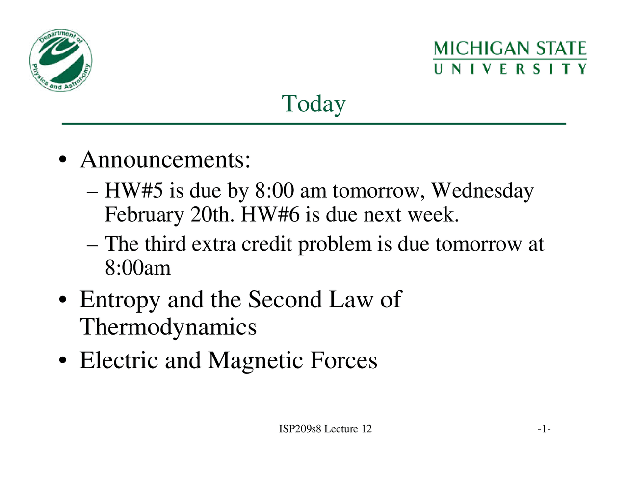 Entropy And The Second Law Of Thermodynamics Isp 209 Docsity