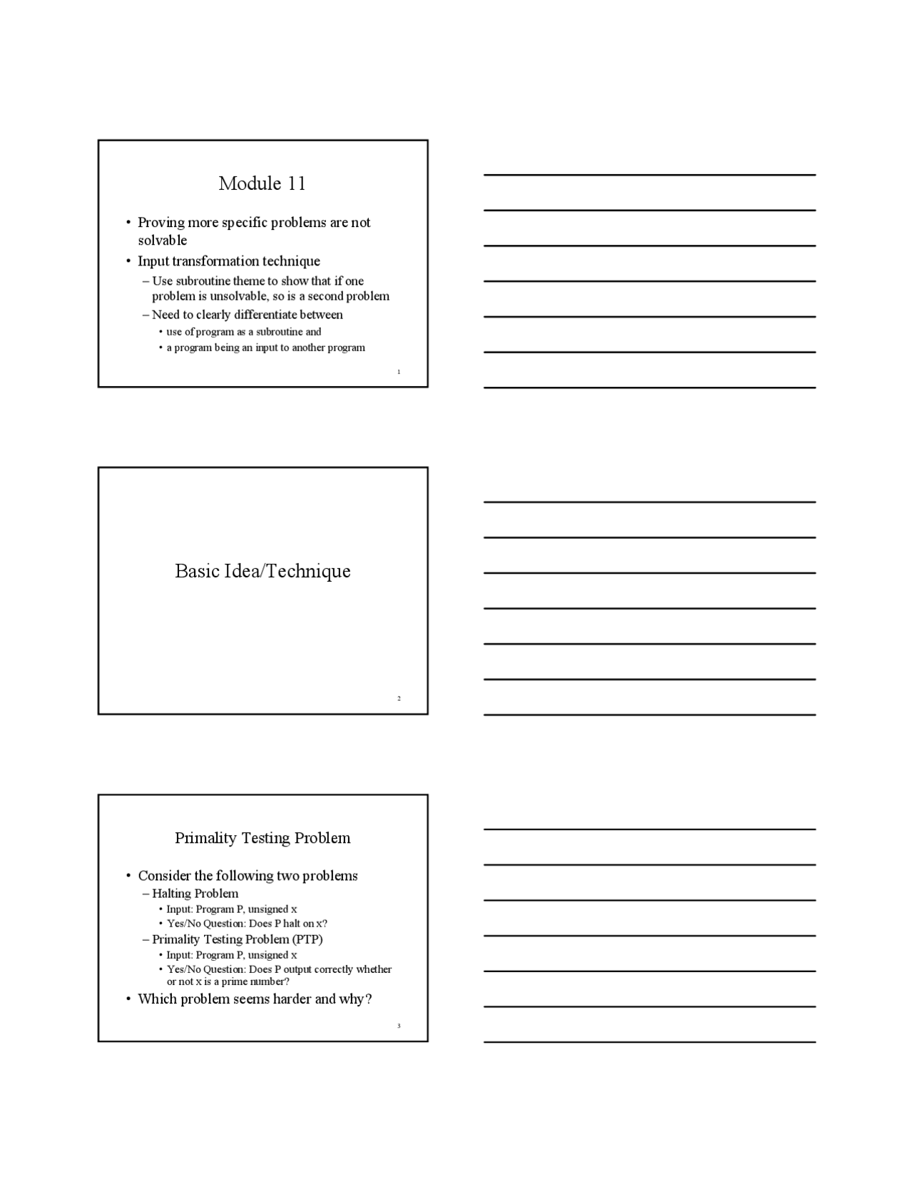 Notes On Idea Technique Computability And Languages Cse 460 Papers Computer Science Docsity