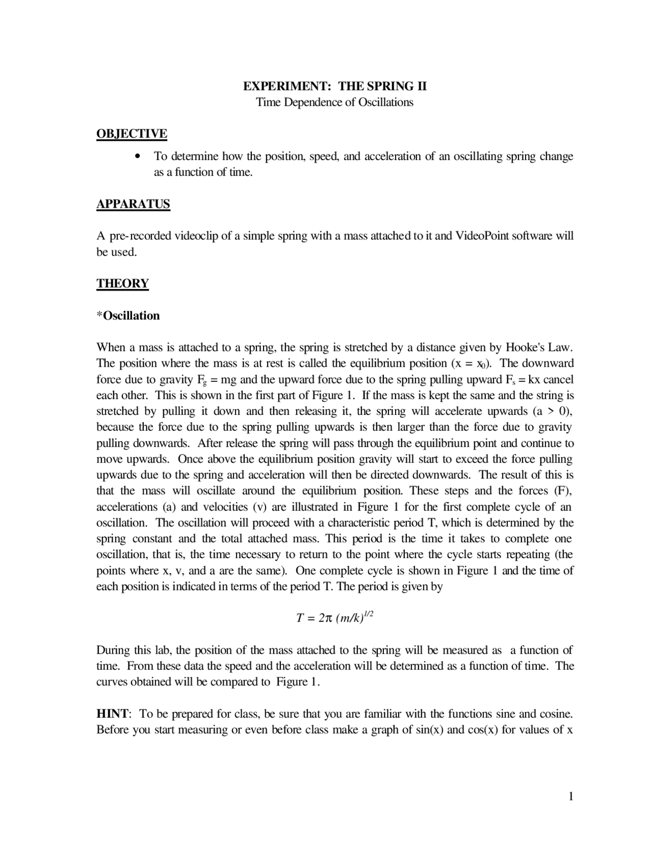 Time Dependence of Oscillations - Introduction Physics Lab I | PHY 251 - Docsity