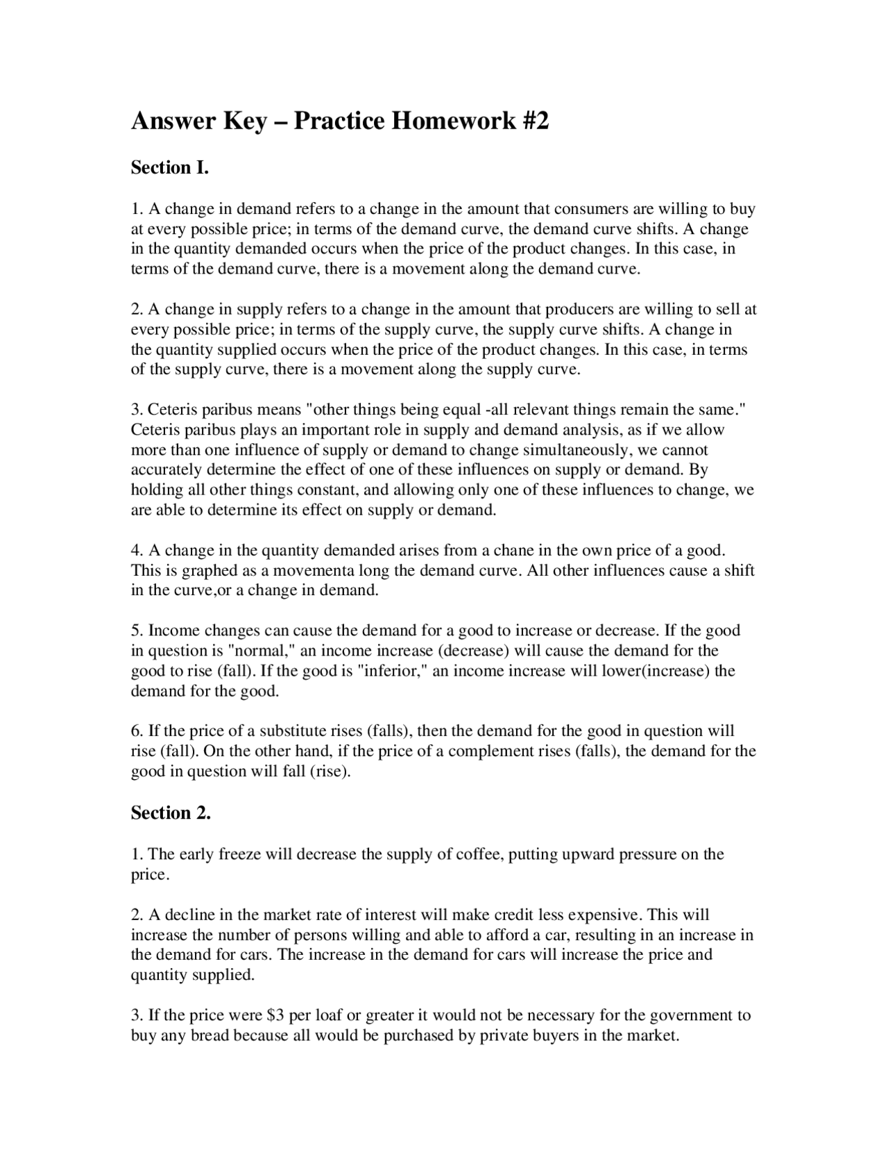 Practice Homework 2 - Principles Of Microeconomics, Answer Key | ECON ...
