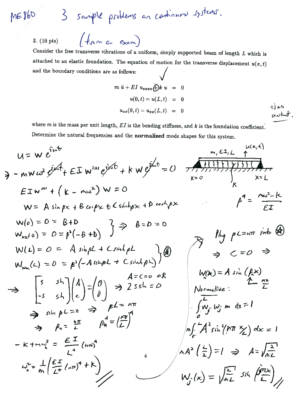 3 Sample Problems On Continuous System Theory Of Vibrations Me 860