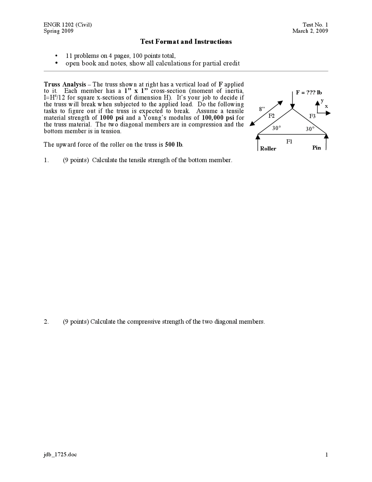 Test 1 Format And Instructions Engineering Practices And Principles