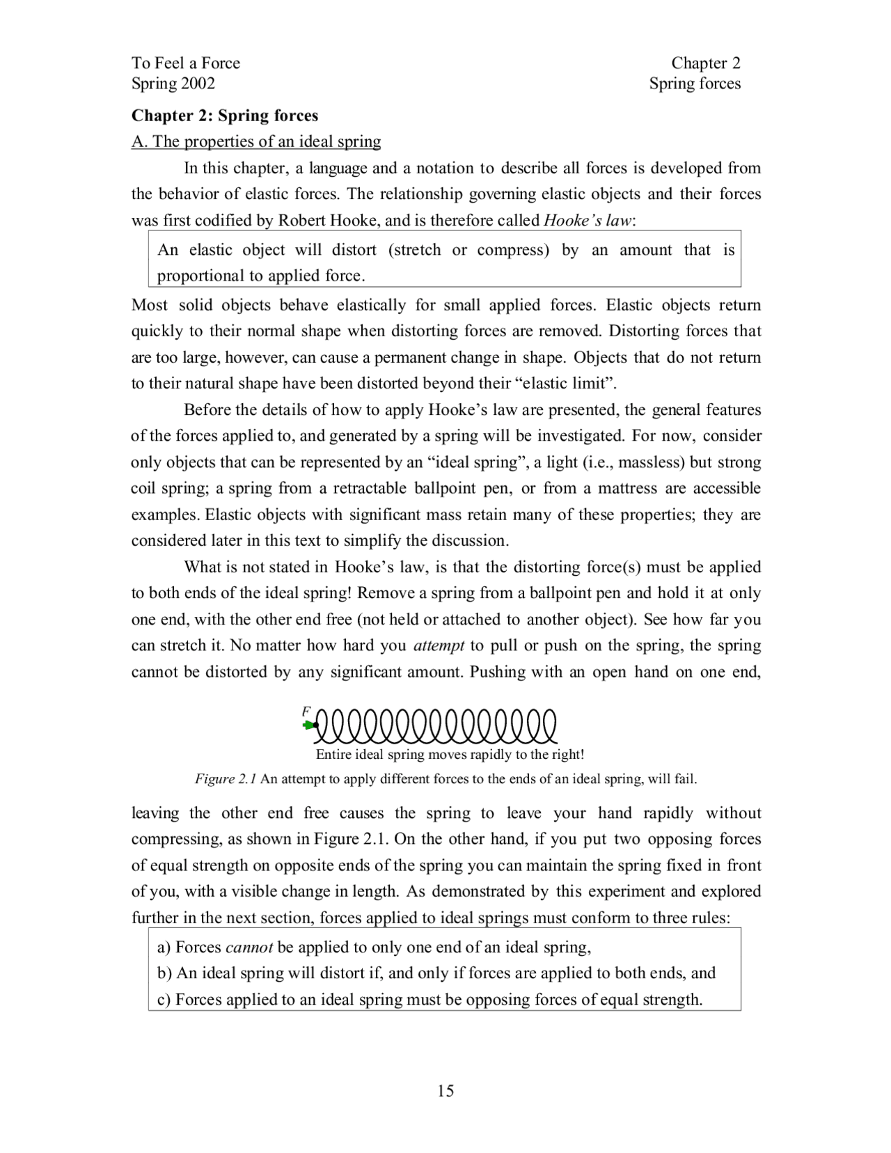 Spring Force Mystery Of The Physical World Handout Isp 209 Docsity