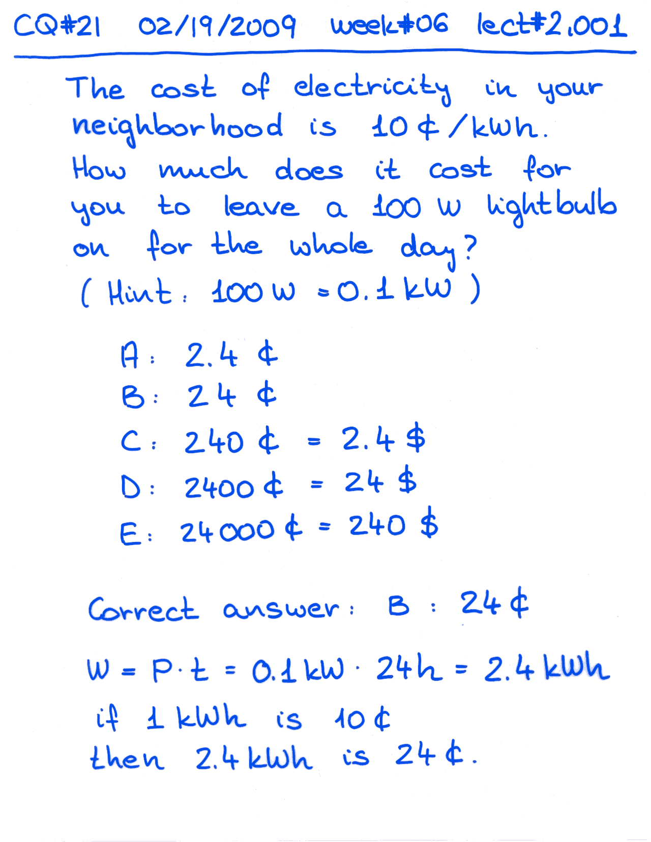 The Cost of Electricity - Lecture Notes | PHY 231 - Docsity