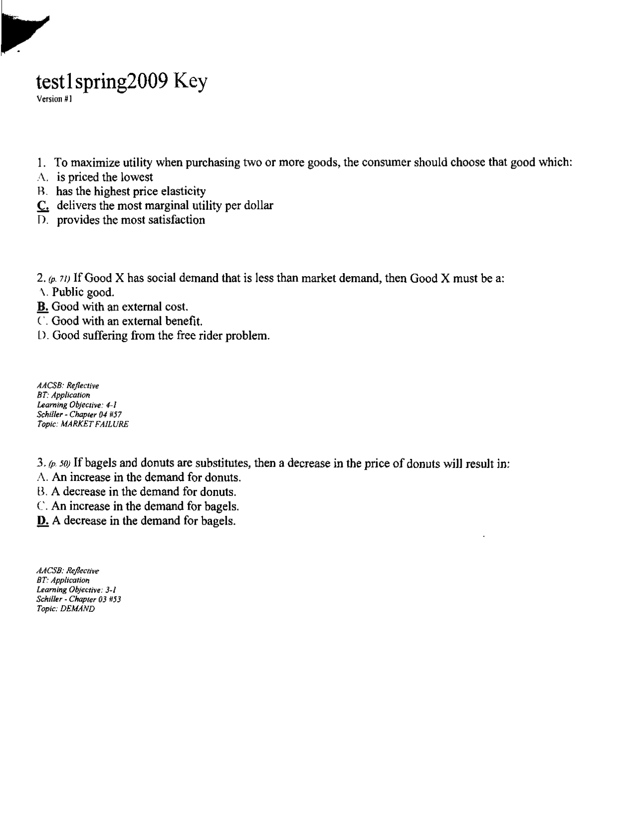 Solved Mcqs On Principles Of Microeconomics Test 1 Econ 2102 Docsity