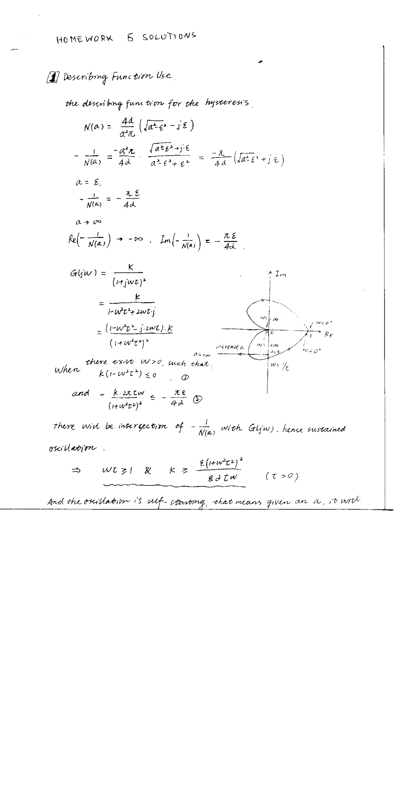 Homework 5 With Answers Advanced Nonlinear Control E C E 874 Docsity