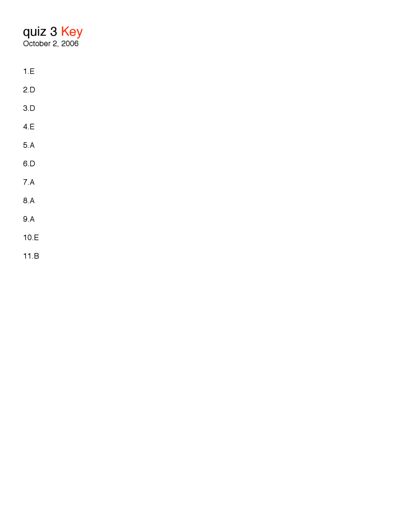 General Chemistry Quiz 3 With Answers Key Fall 2006 Ch 101 Docsity