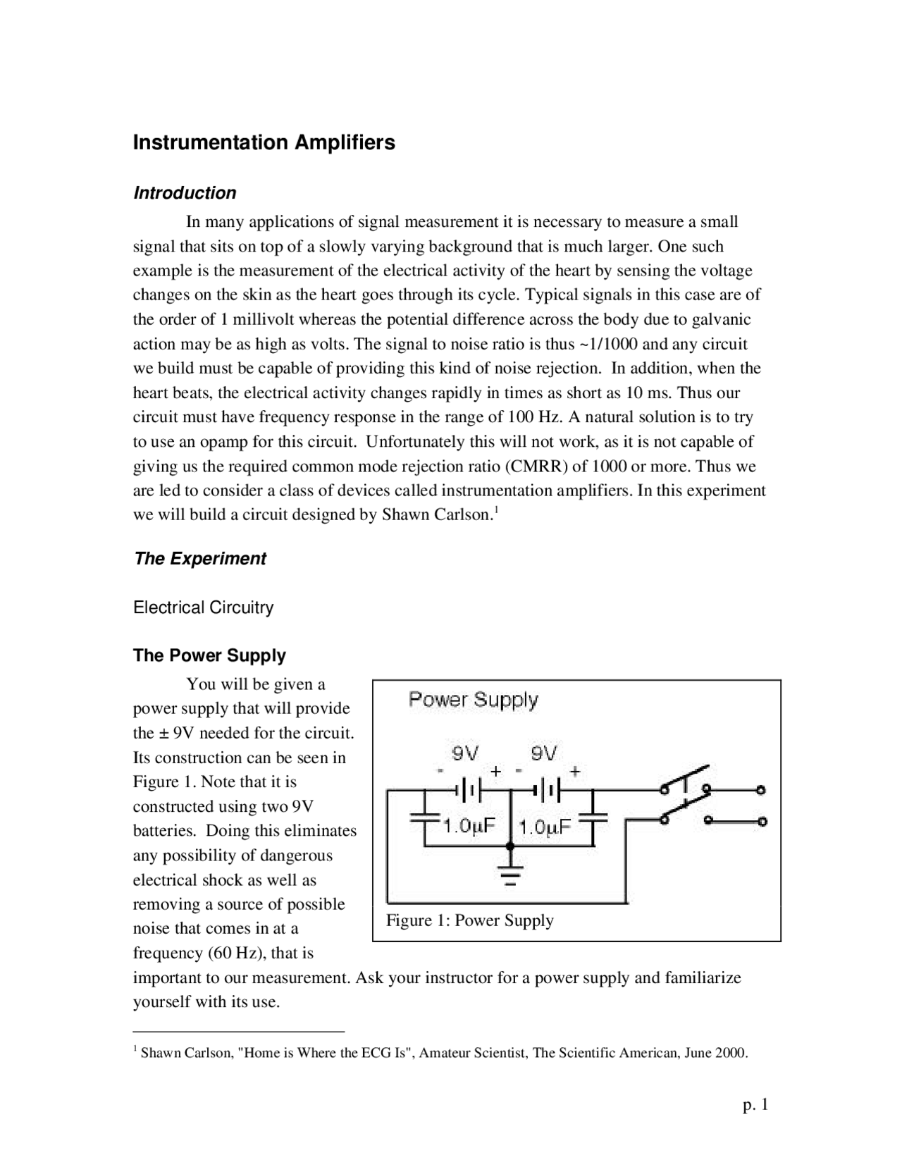 Introduction To Instrumentation Amplifiers Electronics Phy 440