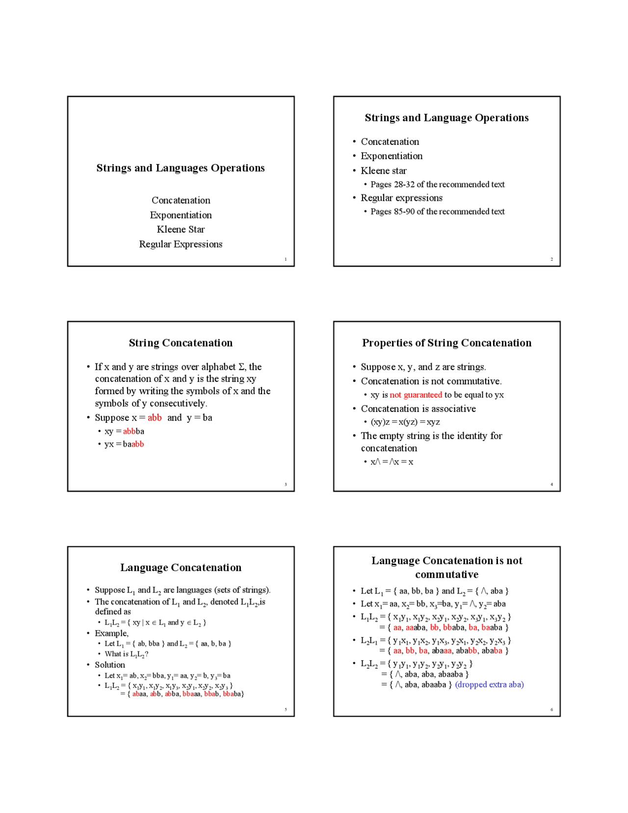 Strings and Languages Operations - Lecture Slides | CSE 460 - Docsity