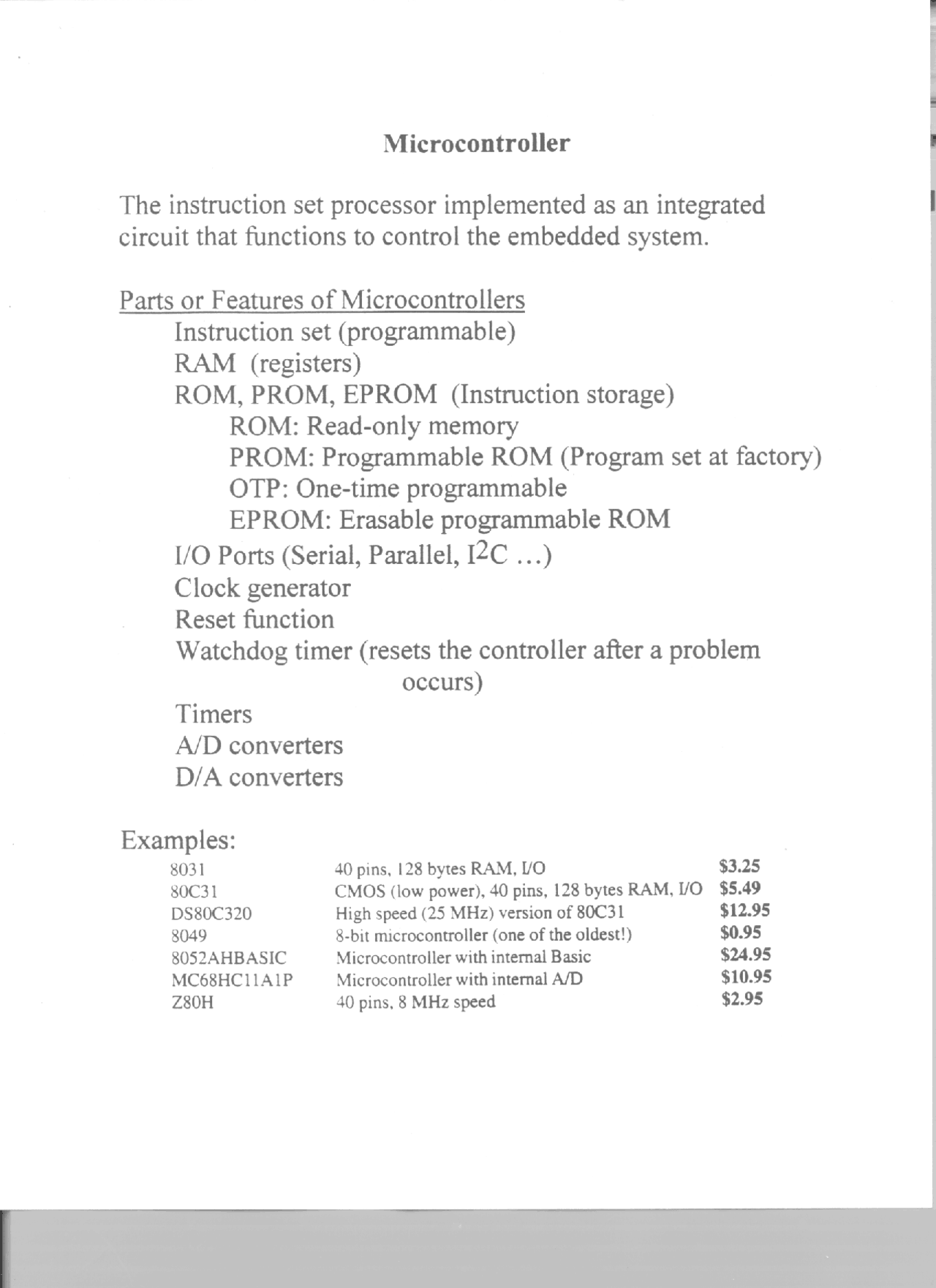 Microcontroller Lecture Notes Senior Design Ece 480 Docsity