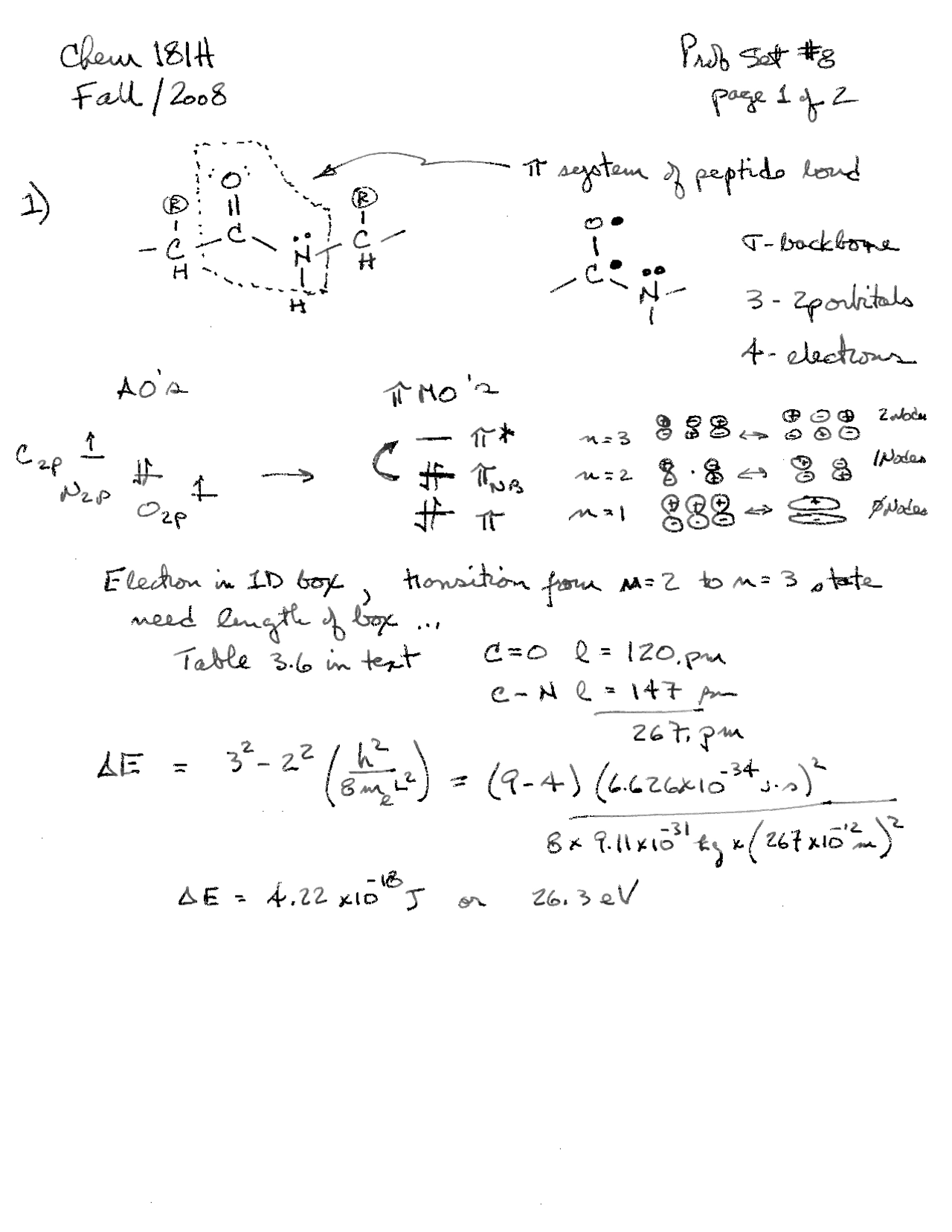 Problem Set 8 With Solutions Honors Chemistry I Cem 181h Docsity