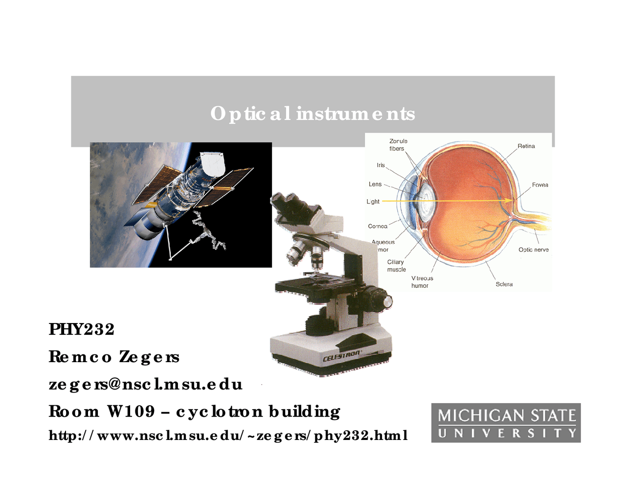 Optical Instruments Lecture Slides Phy 232 Docsity