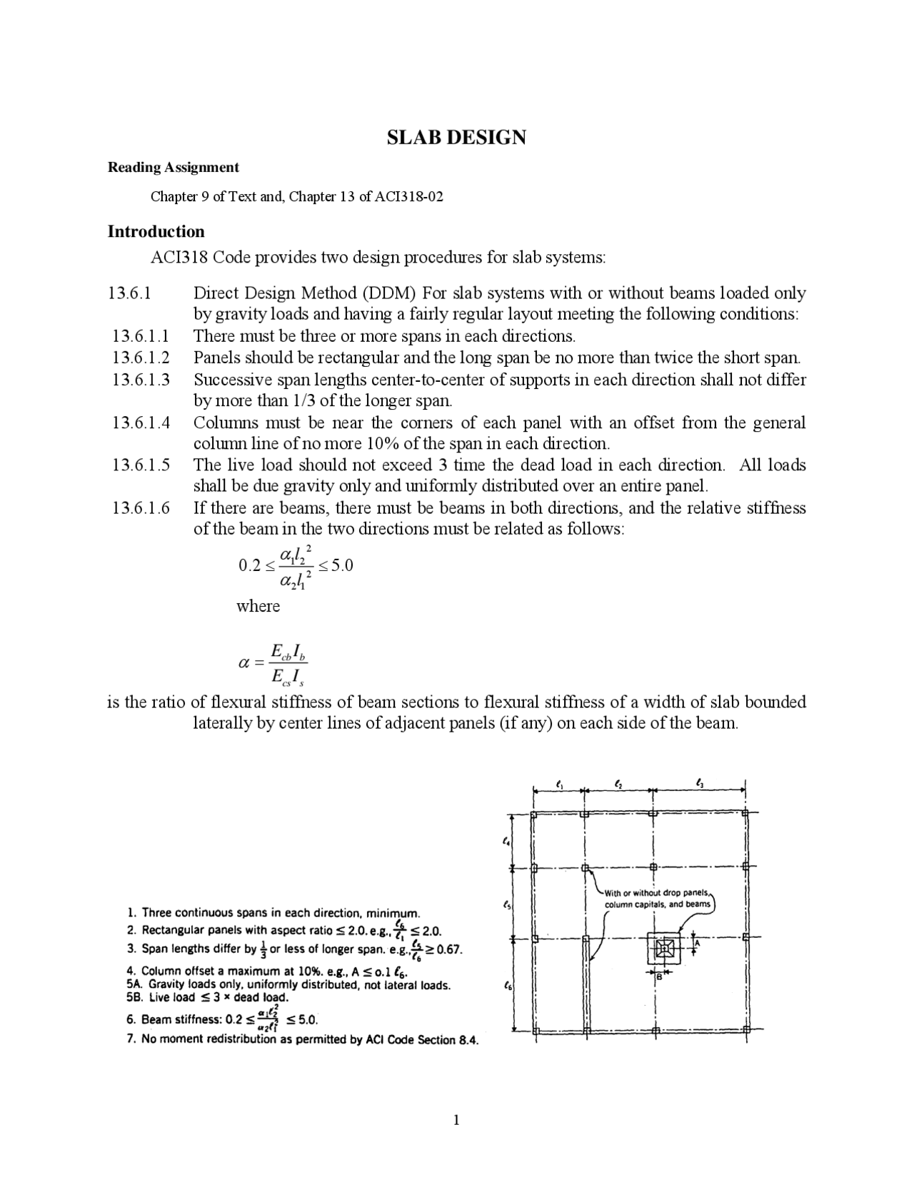 Slab Design Reading Assignment Civl 4135 Docsity