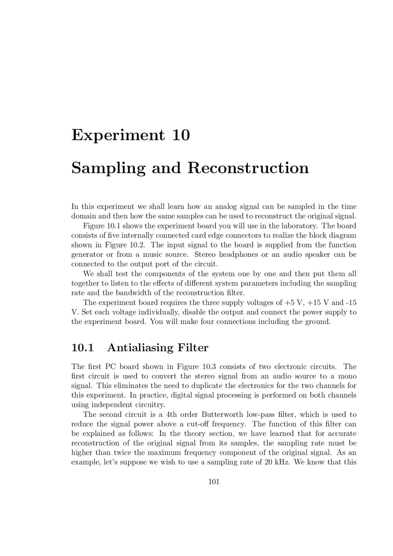 Lecture Notes On Sampling And Reconstruction Experiment Ecgr 4101