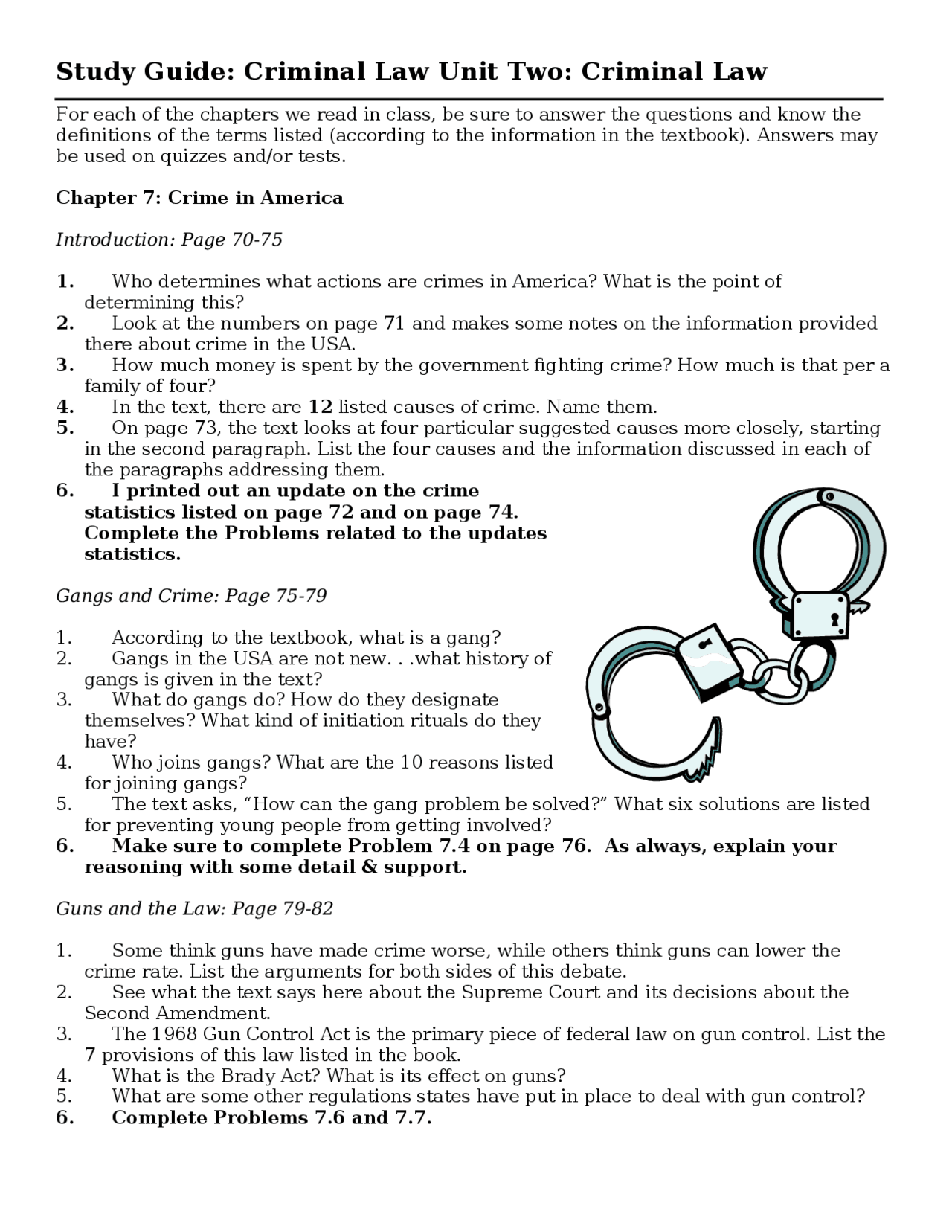 Criminal Law of the two Units - Study Guide | ES 3950 - Docsity