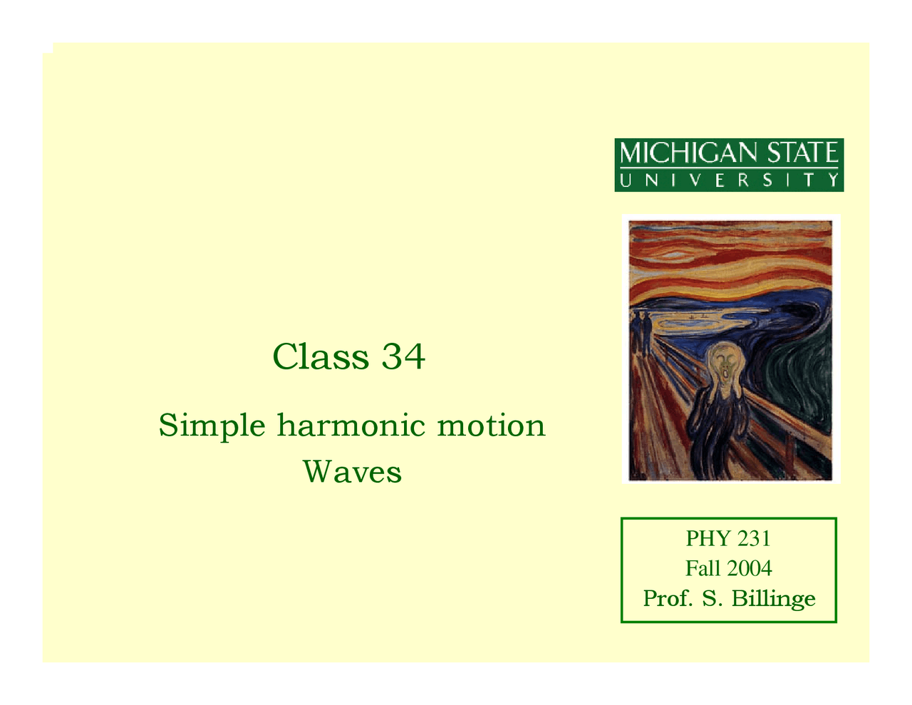Simple Harmonic Motion Waves - Introductory Physics I - Lecture Slides ...