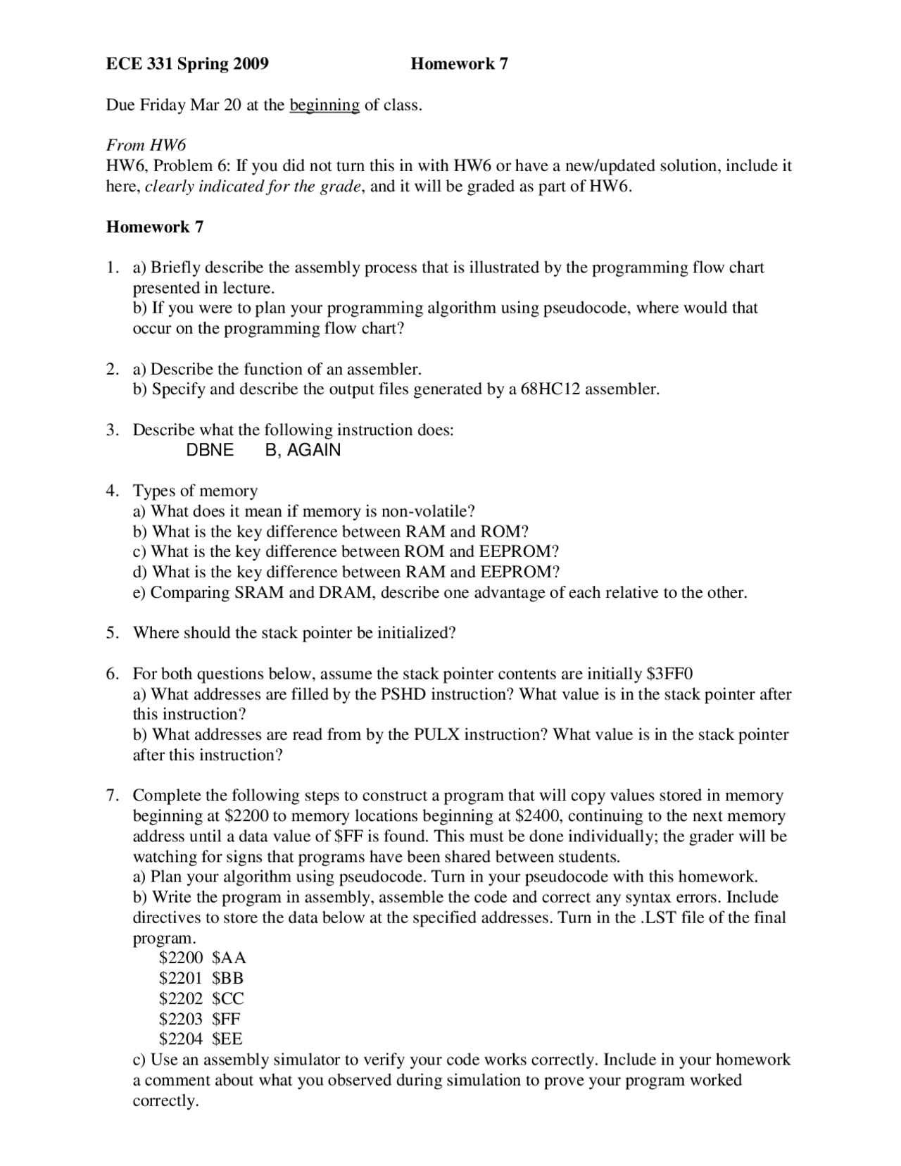 7 Problems On Microprocessors And Digital System Assignment 7 Ece