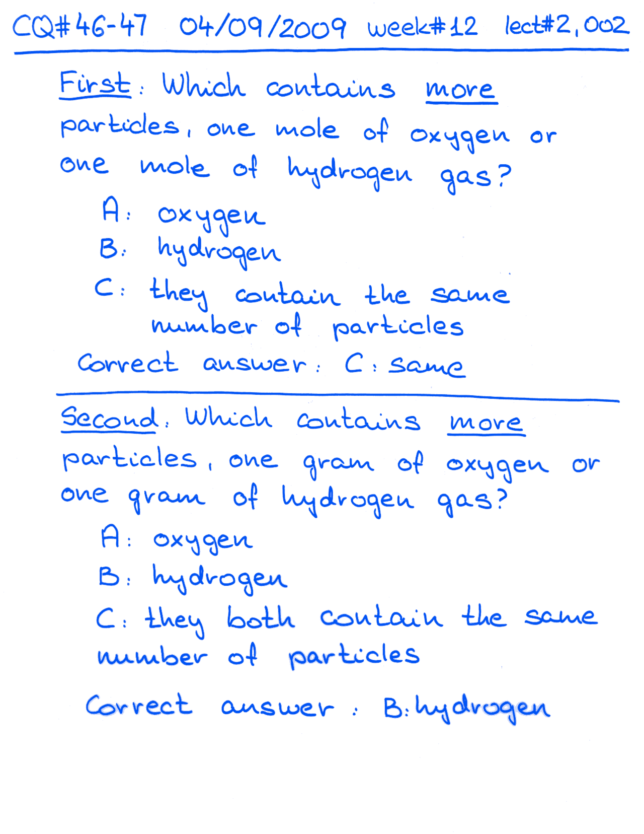 Moles Quiz with Answer Key - Introductory Physics I | PHY 231 - Docsity