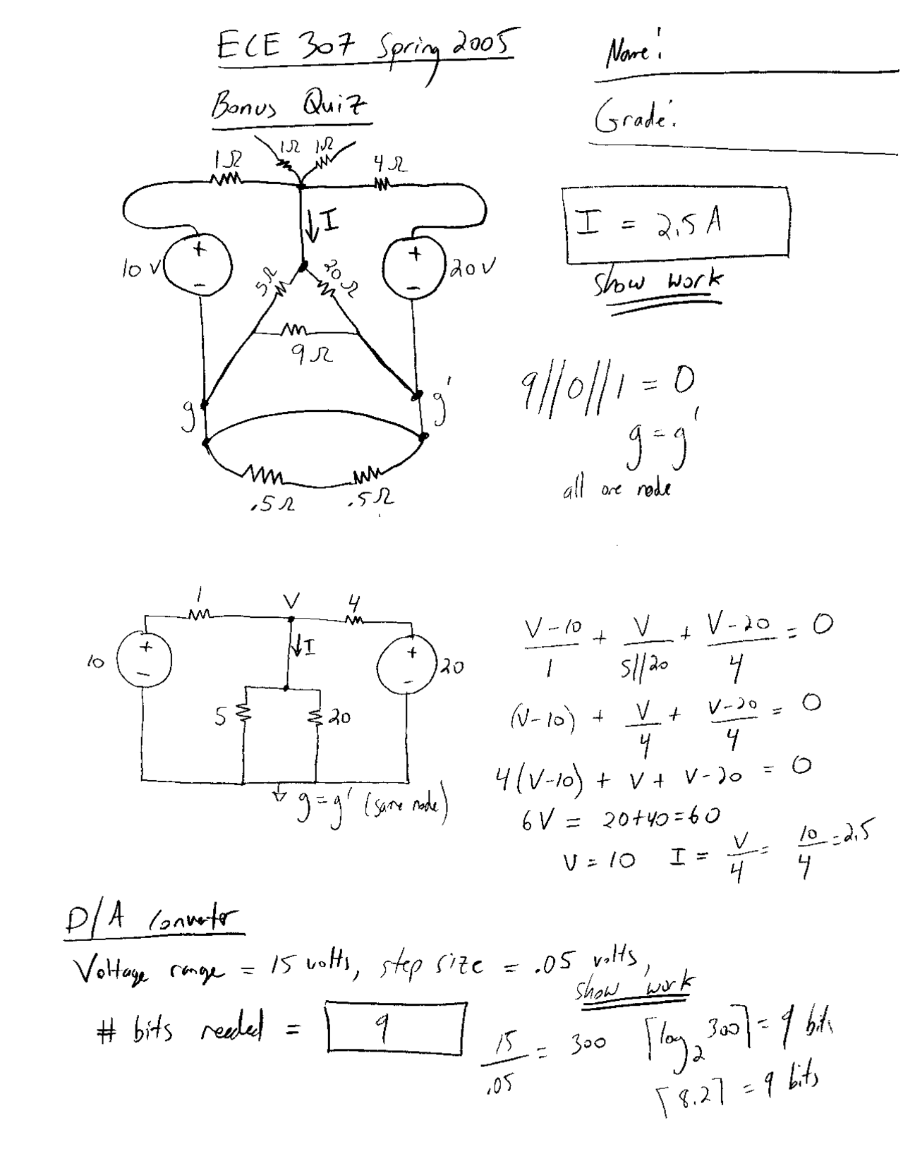 Quiz 7 Solutions Basic Electrical Engineering E C E 307 Docsity