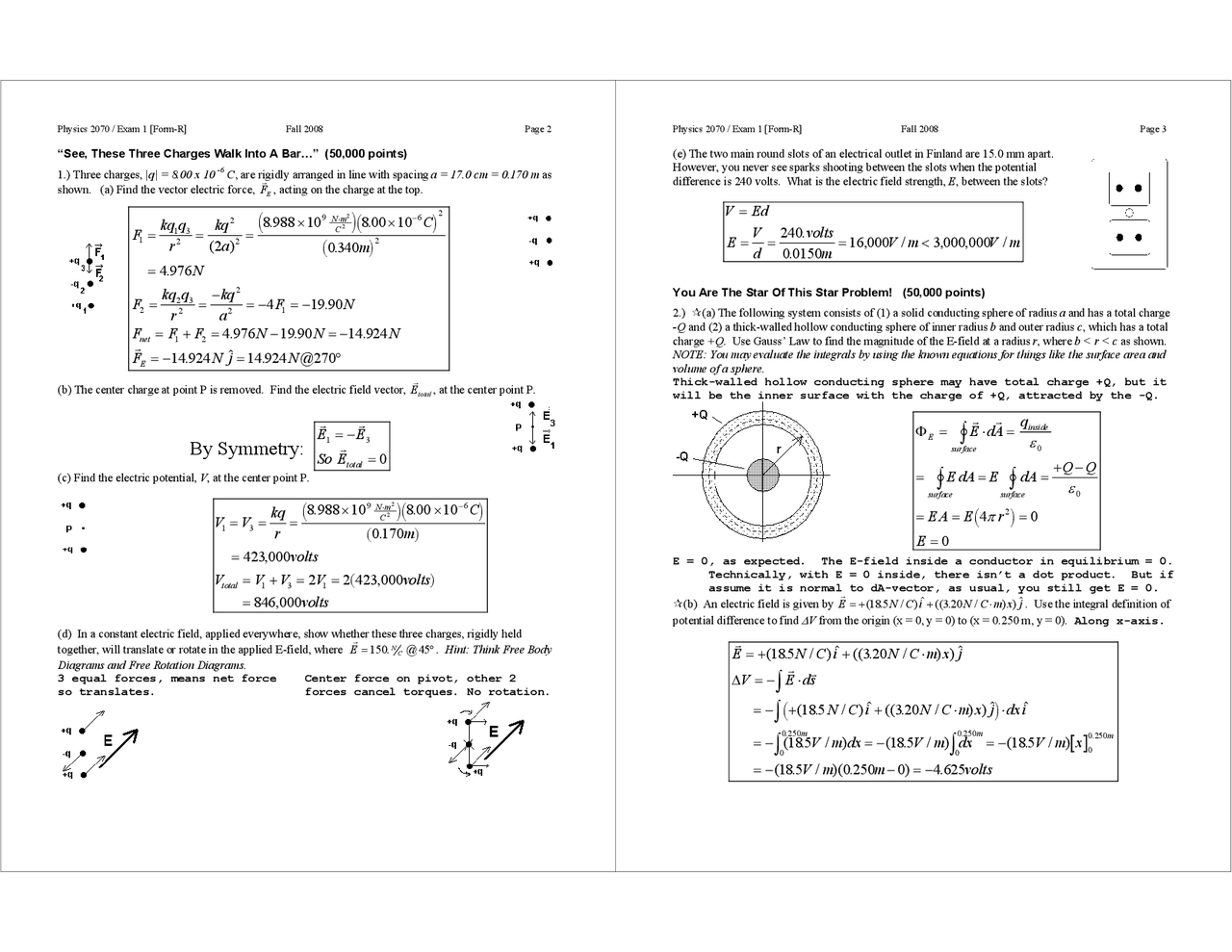 Exam 1 Solutions | University Physics II | PHYS 2070 - Docsity