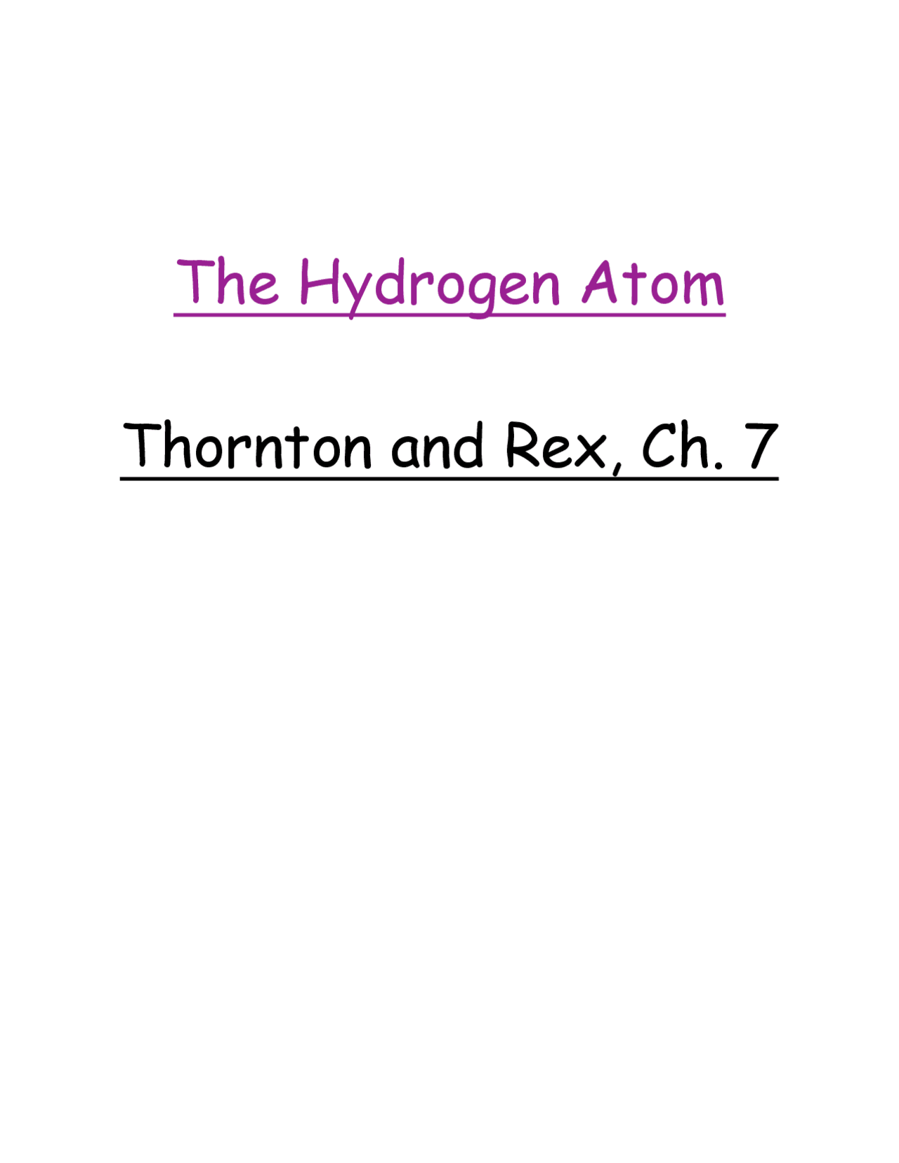 The Hydrogen Atom Lecture Slides Phy 215 Docsity