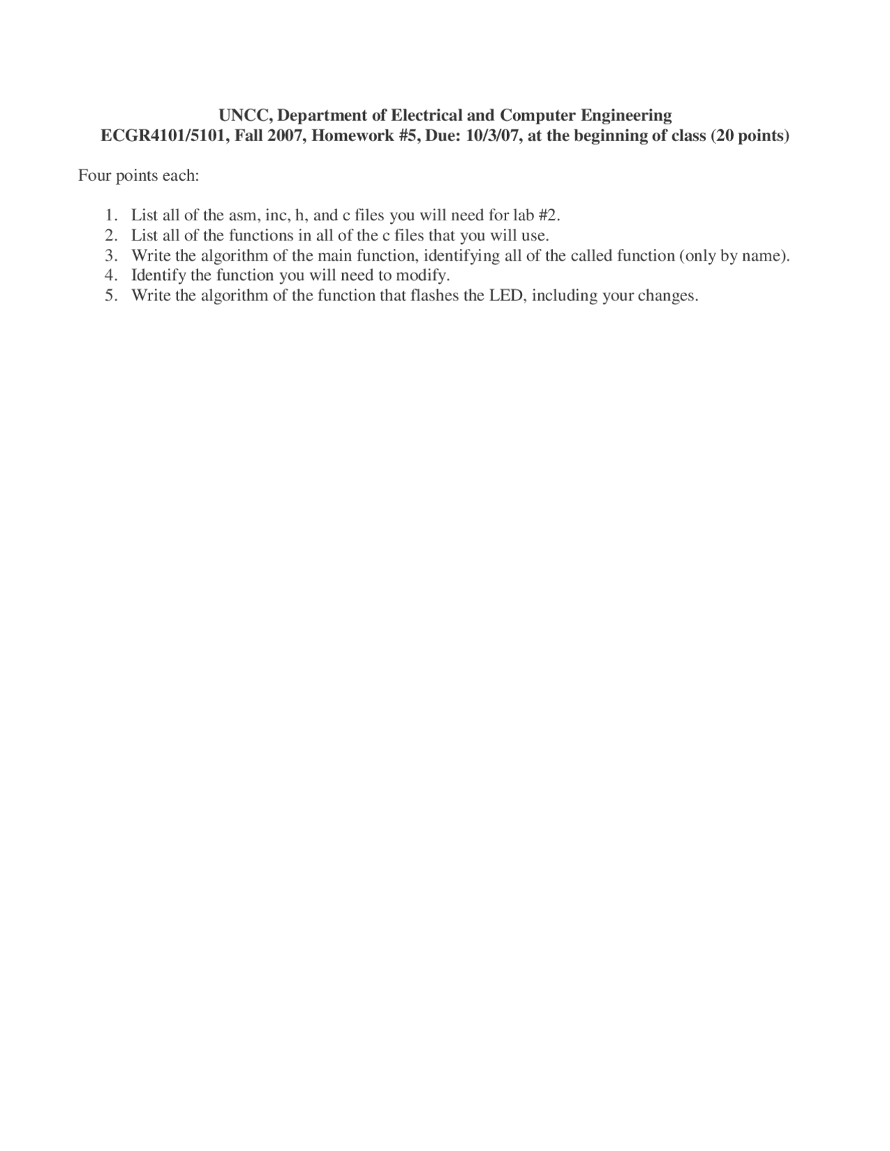Homework 5 Questions Embedded Systems Ecgr 4101 Docsity