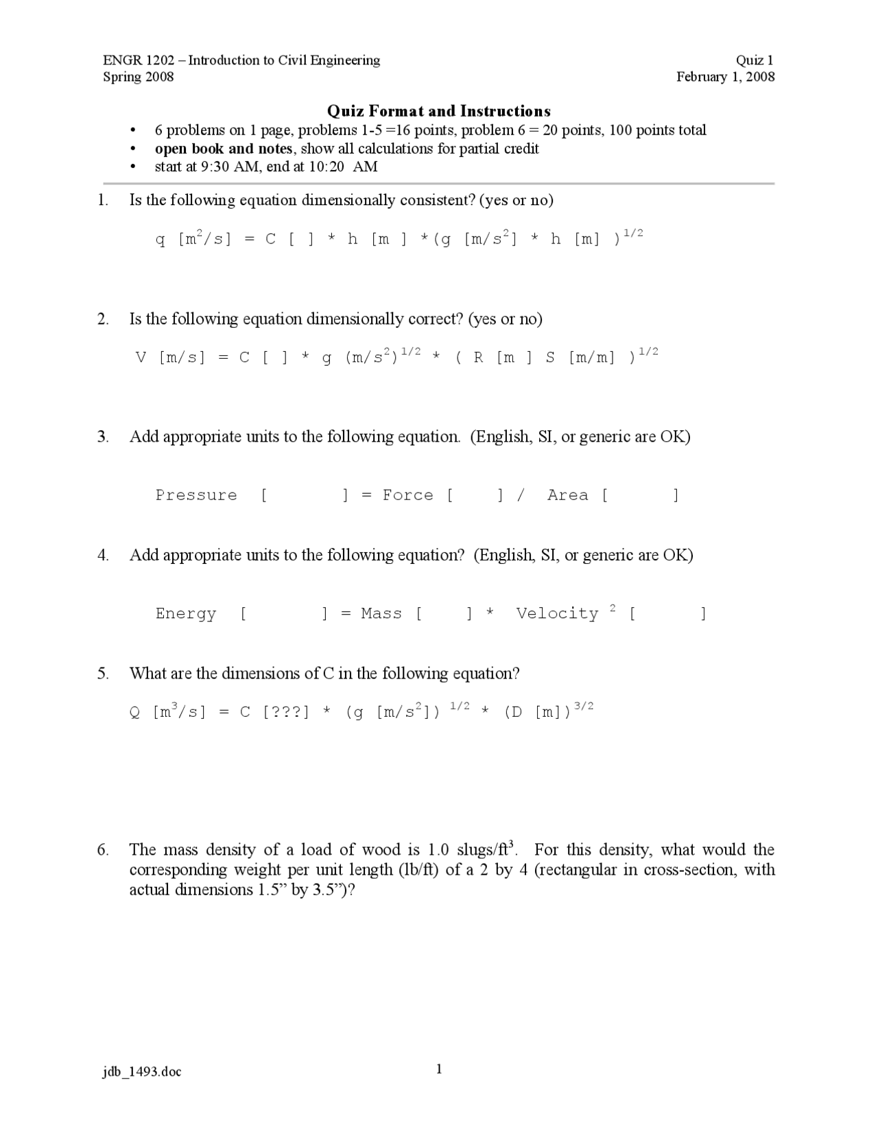 Quiz 1 Introduction To Engineering Practice And Principle Ii Engr