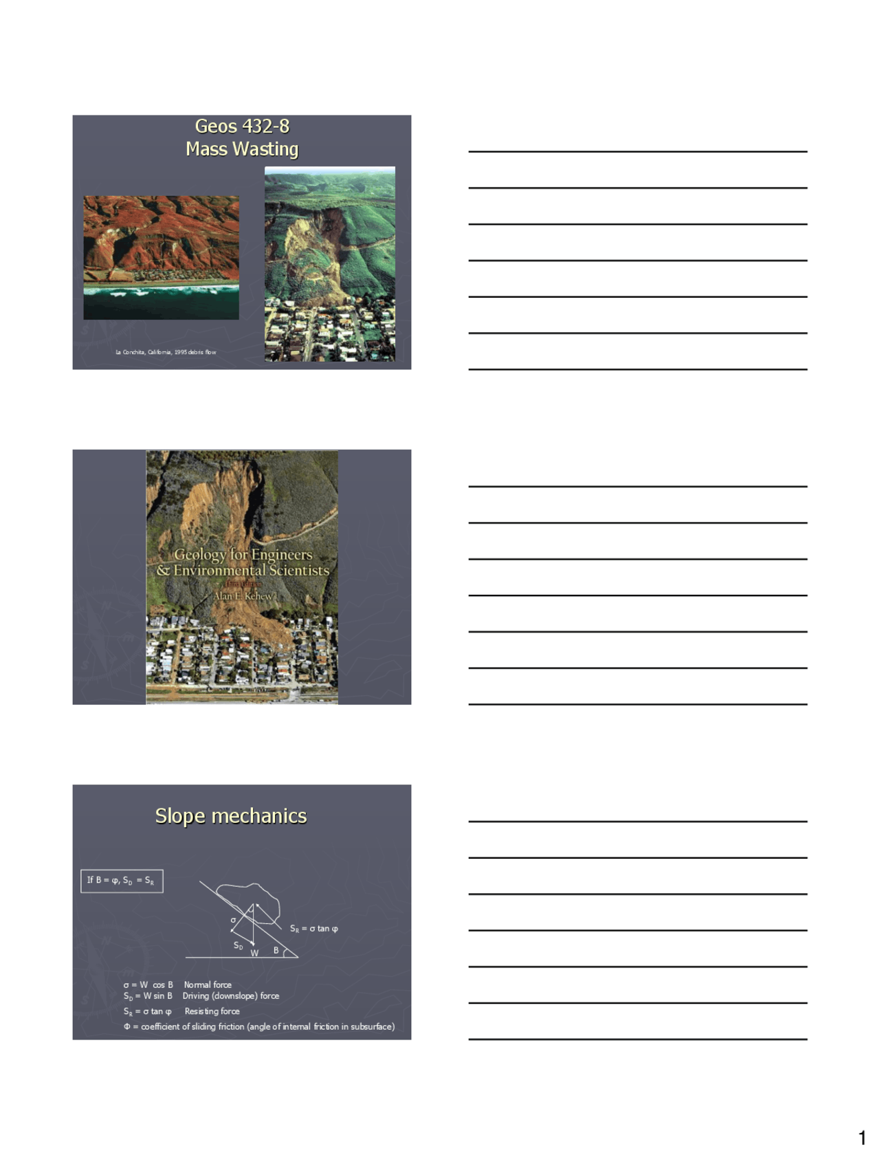Lecture Slides On Mass Wasting Geomorphology Geos 4320 Docsity